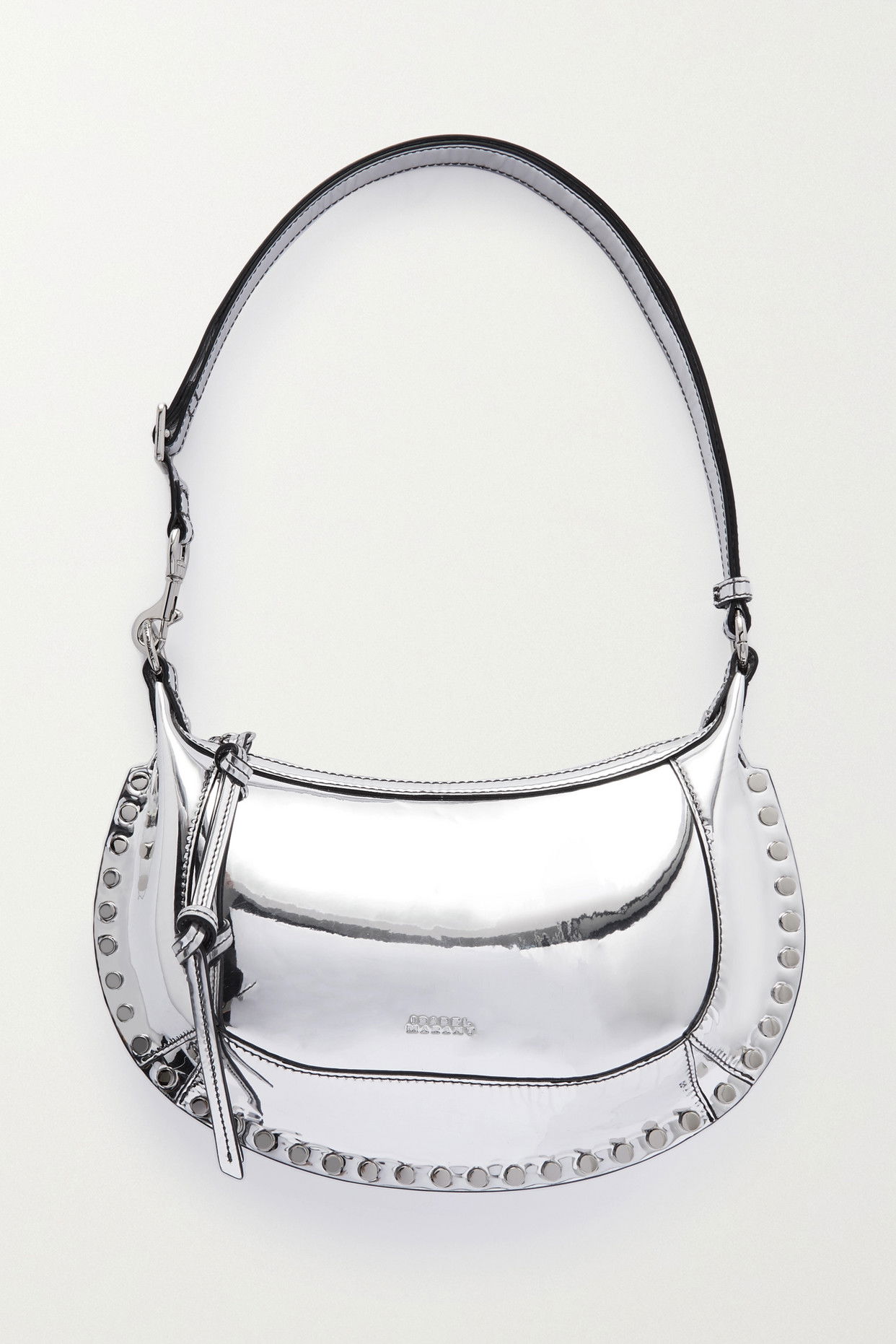 ISABEL MARANT Oskan Moon Studded Metallic Leather Shoulder Bag in ...