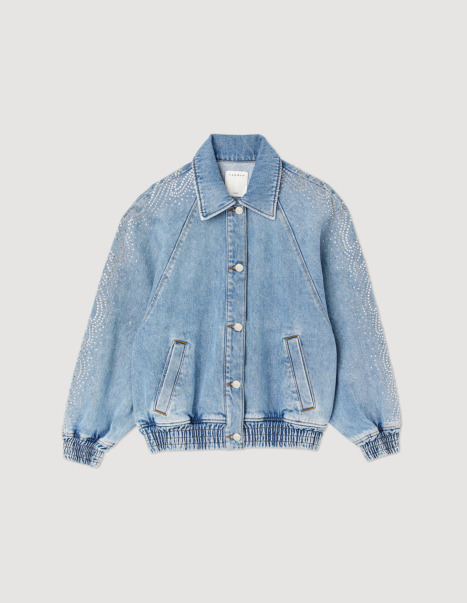SANDRO Rhinestone Denim Jacket | endource