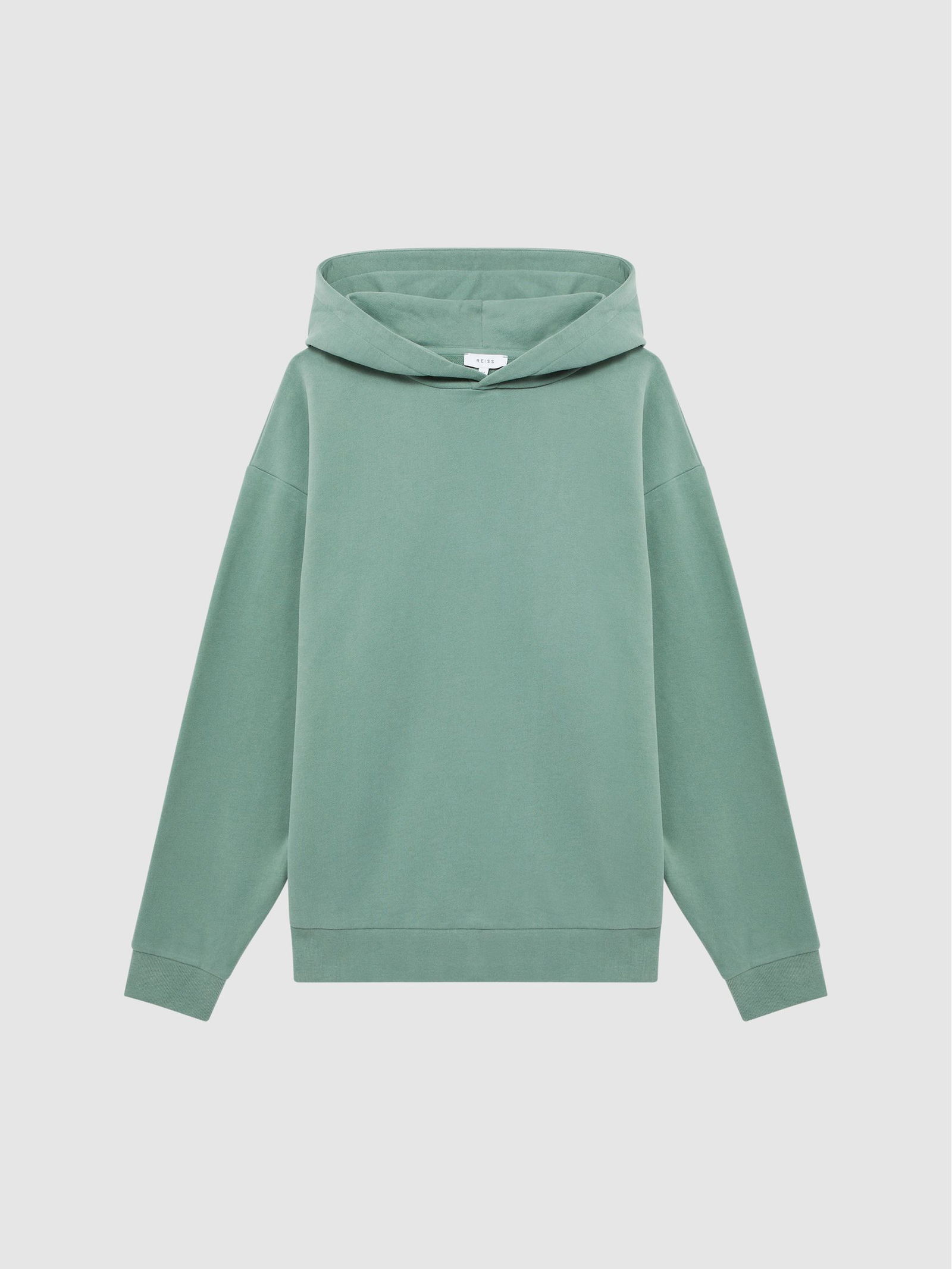 REISS Kace Garment Dye Hoodie in Fern Green | endource