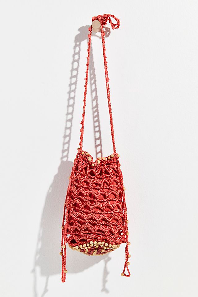 FREE PEOPLE FP Collection - Moonlight Beaded Pouch in Hot Coral | endource