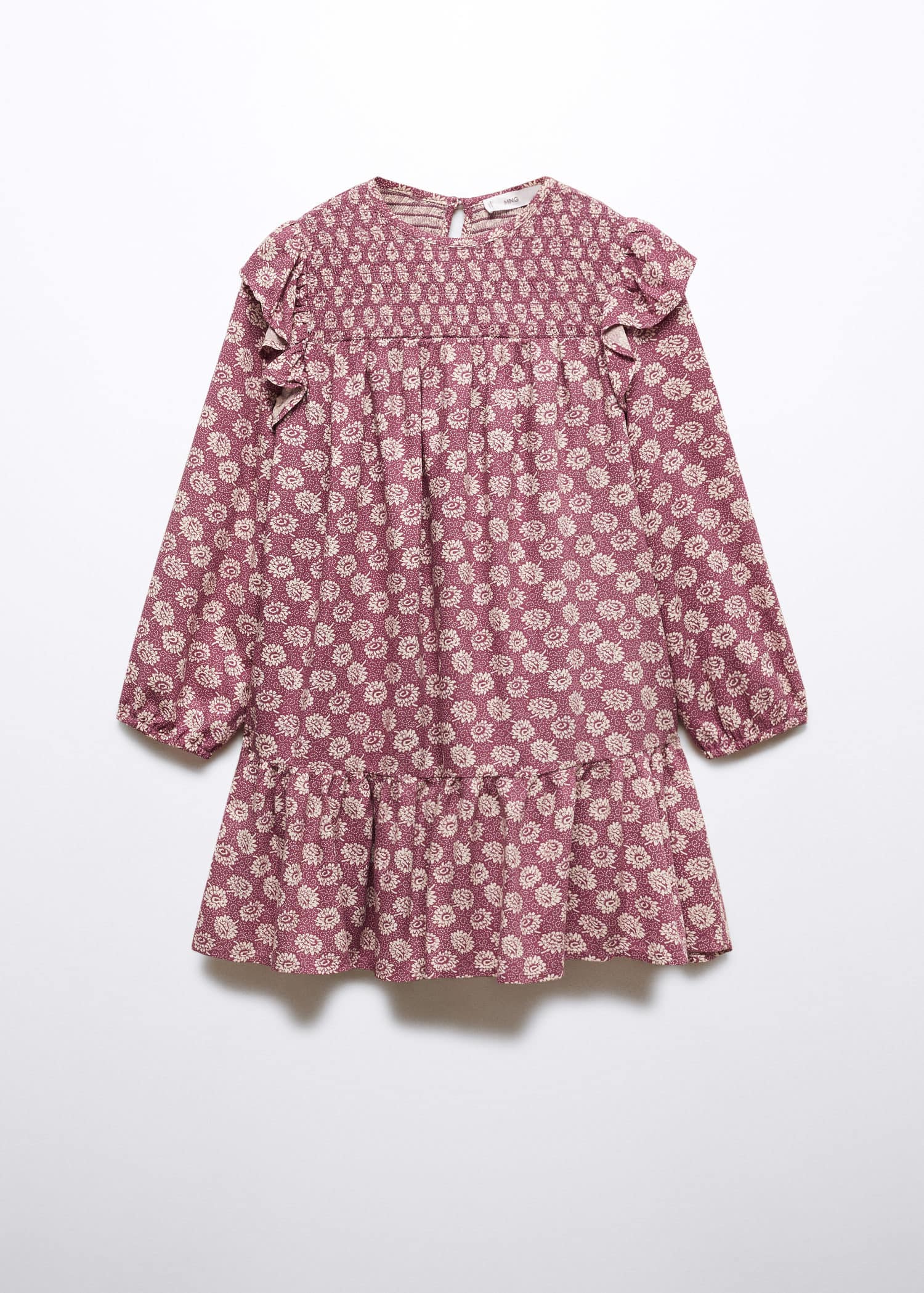 MANGO Ruffled Printed Dress in Purple | Endource