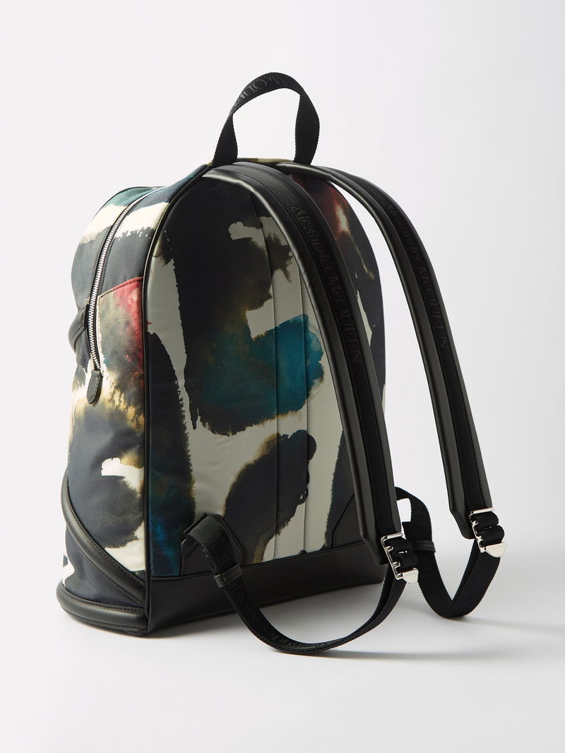 ALEXANDER MCQUEEN Harness Coated-Canvas Backpack in Black | Endource