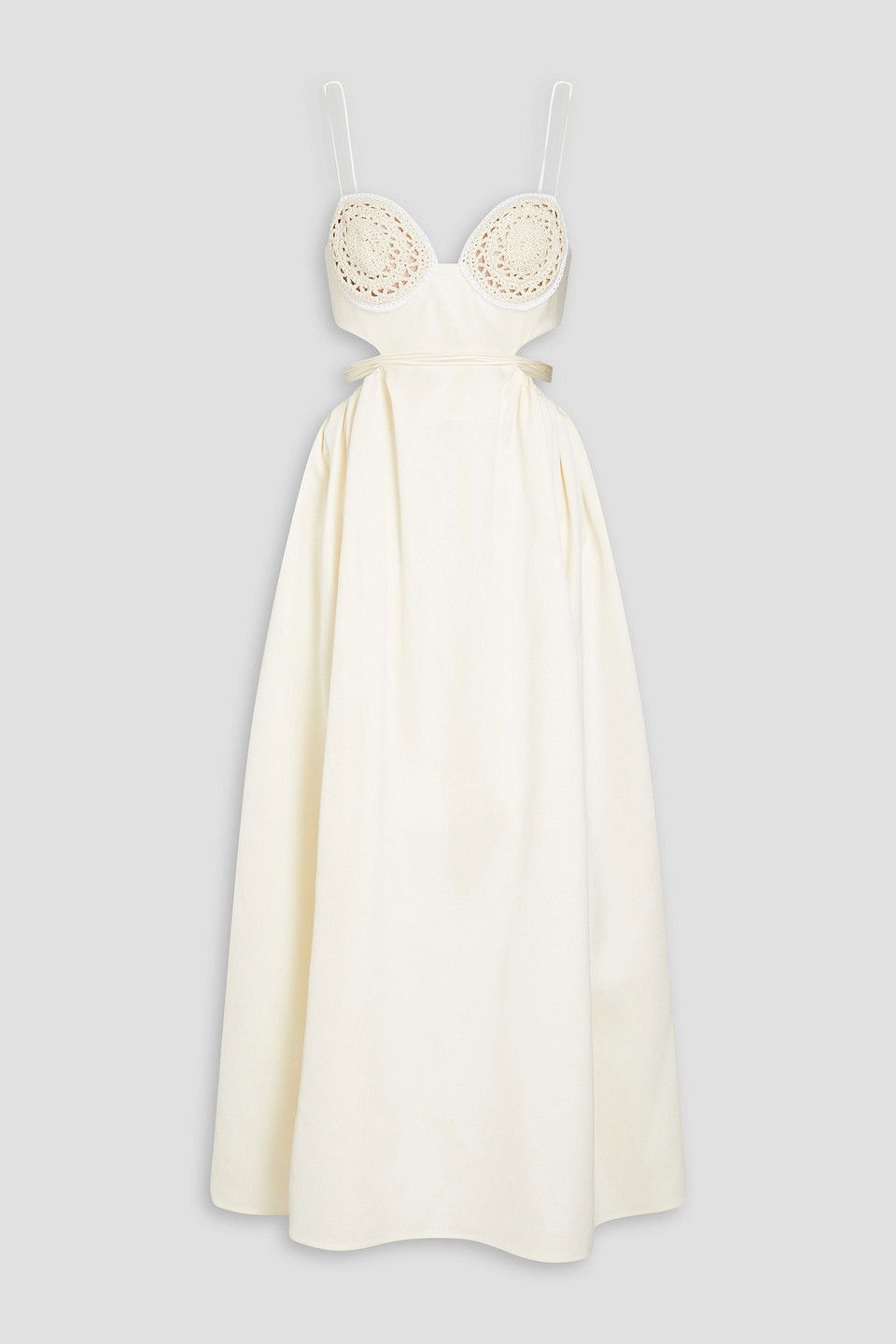 MAGDA BUTRYM Macramé-Trimmed Cutout Midi Dress in White | endource
