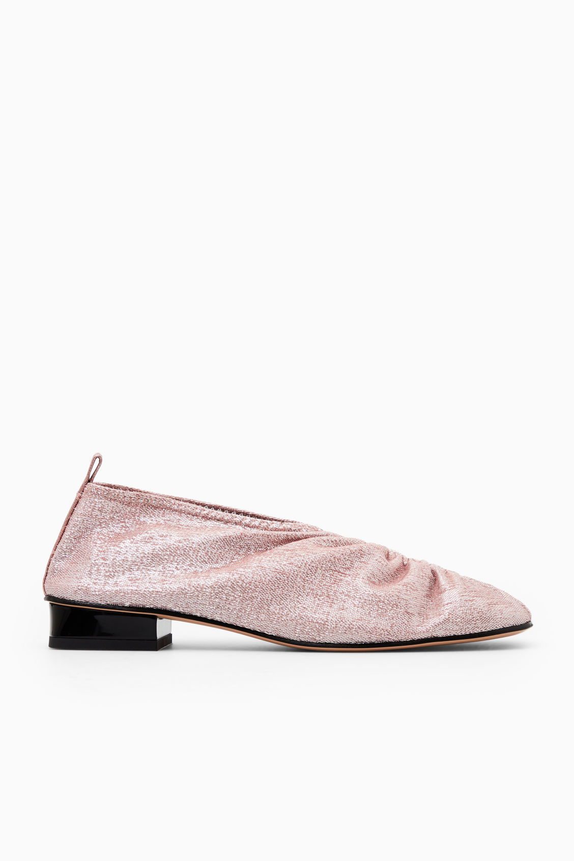COS Gathered Metallic Ballet Shoes in DUSTY PINK | endource