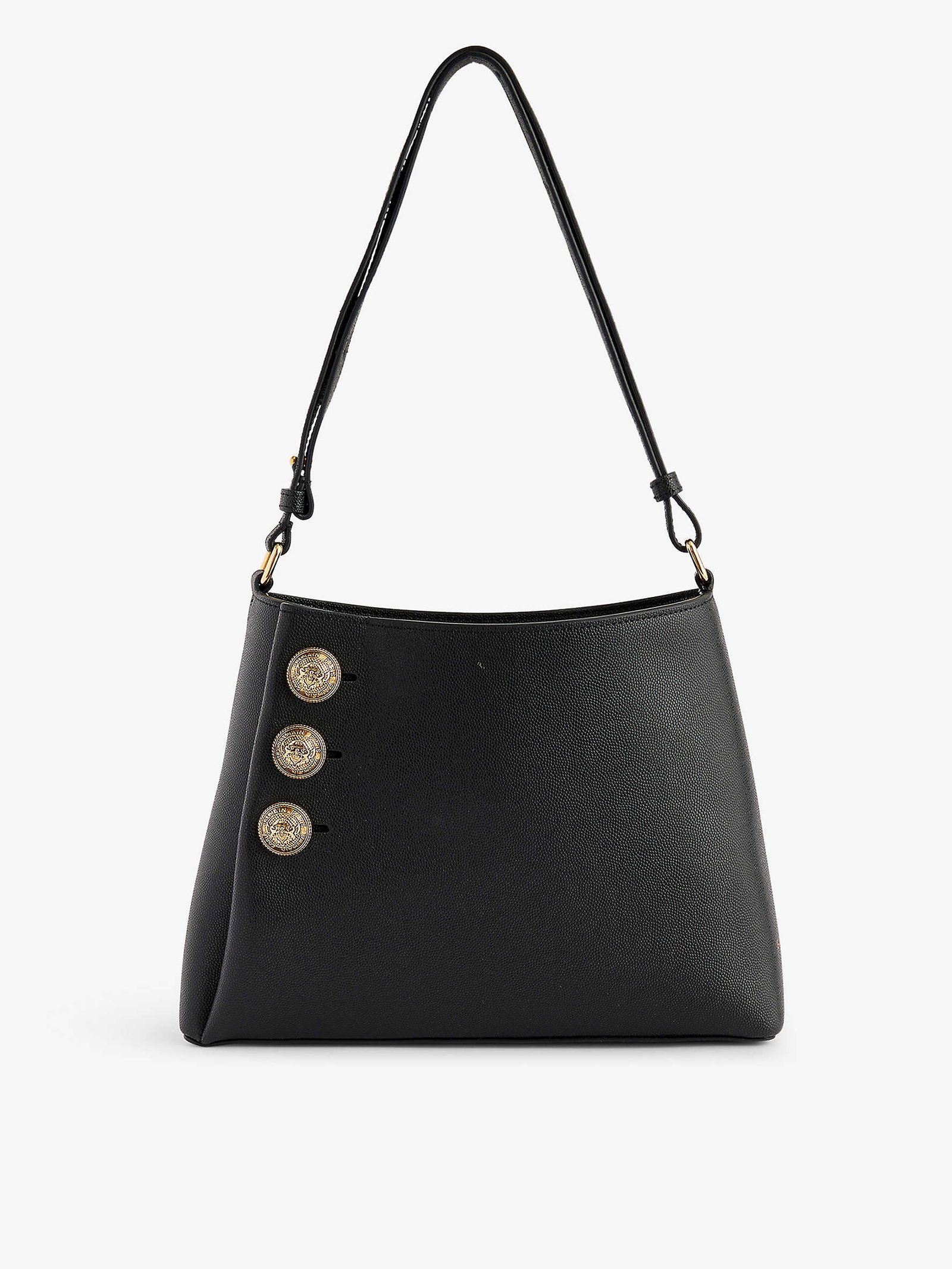 BALMAIN Embleme Leather Tote Bag in NOIR | endource