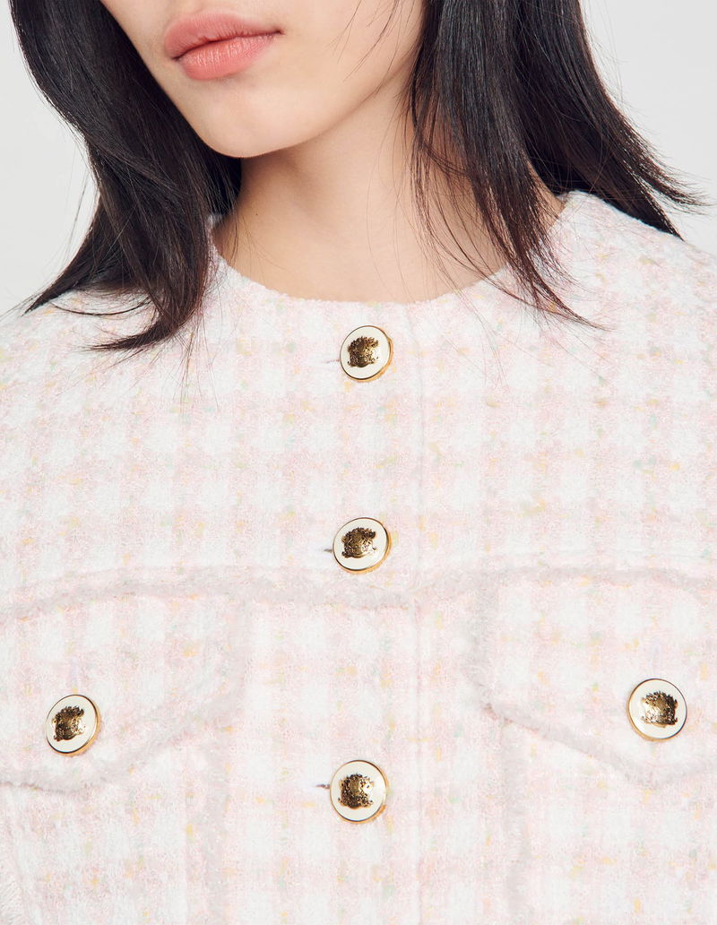SANDRO Cropped Decorative Tweed Jacket | endource