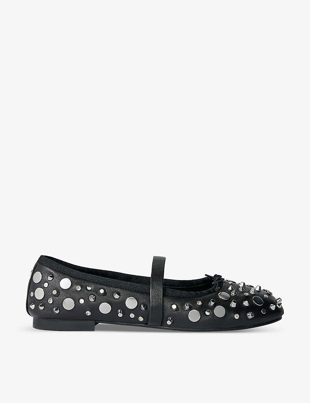 MAJE Faby Stud-Embellished Leather Ballet Courts | endource