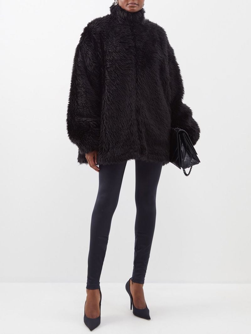 BALENCIAGA Faux-Fur Jacket in Black | endource