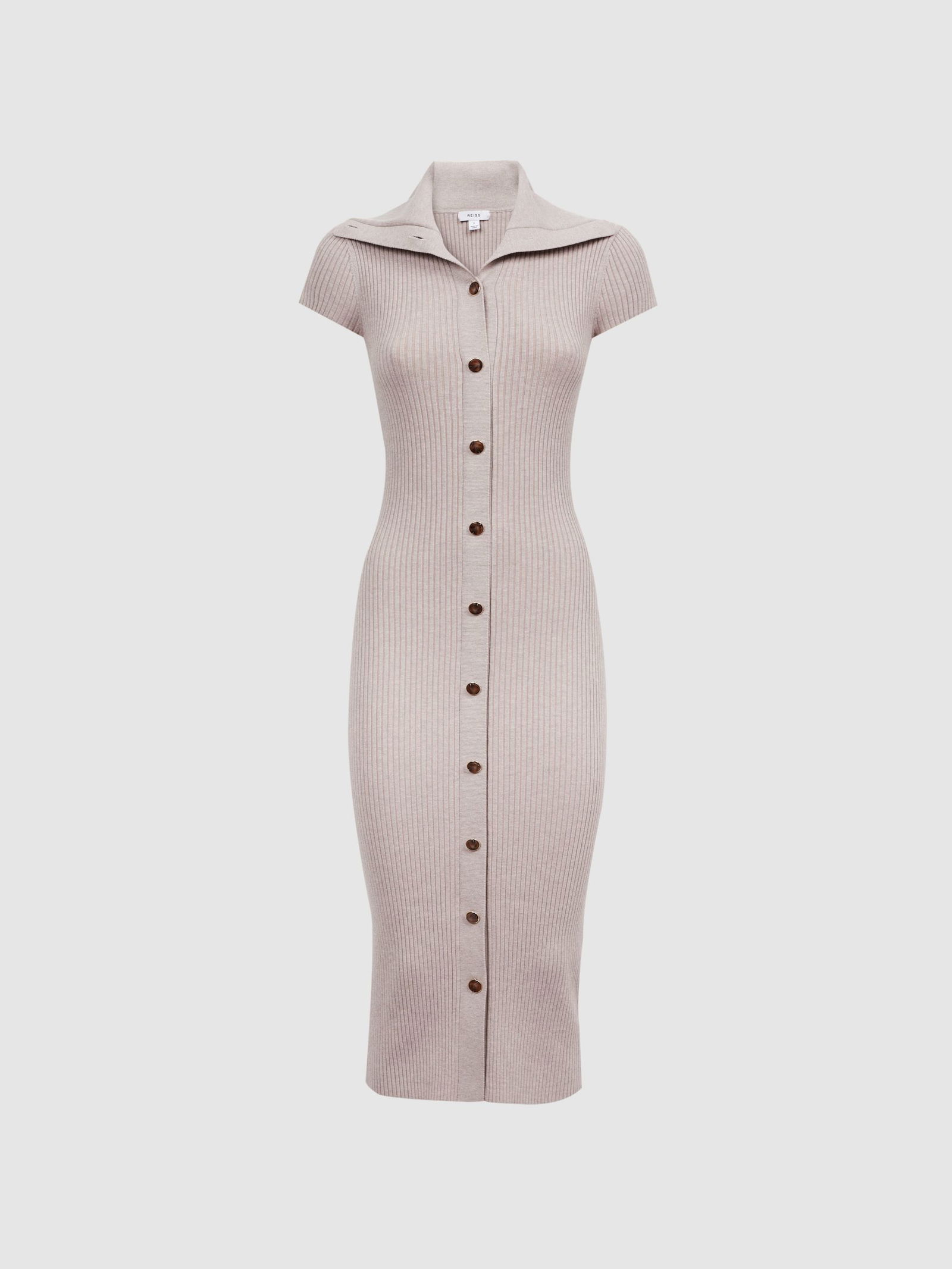 REISS Megan Knitted Ribbed Midi Dress | endource