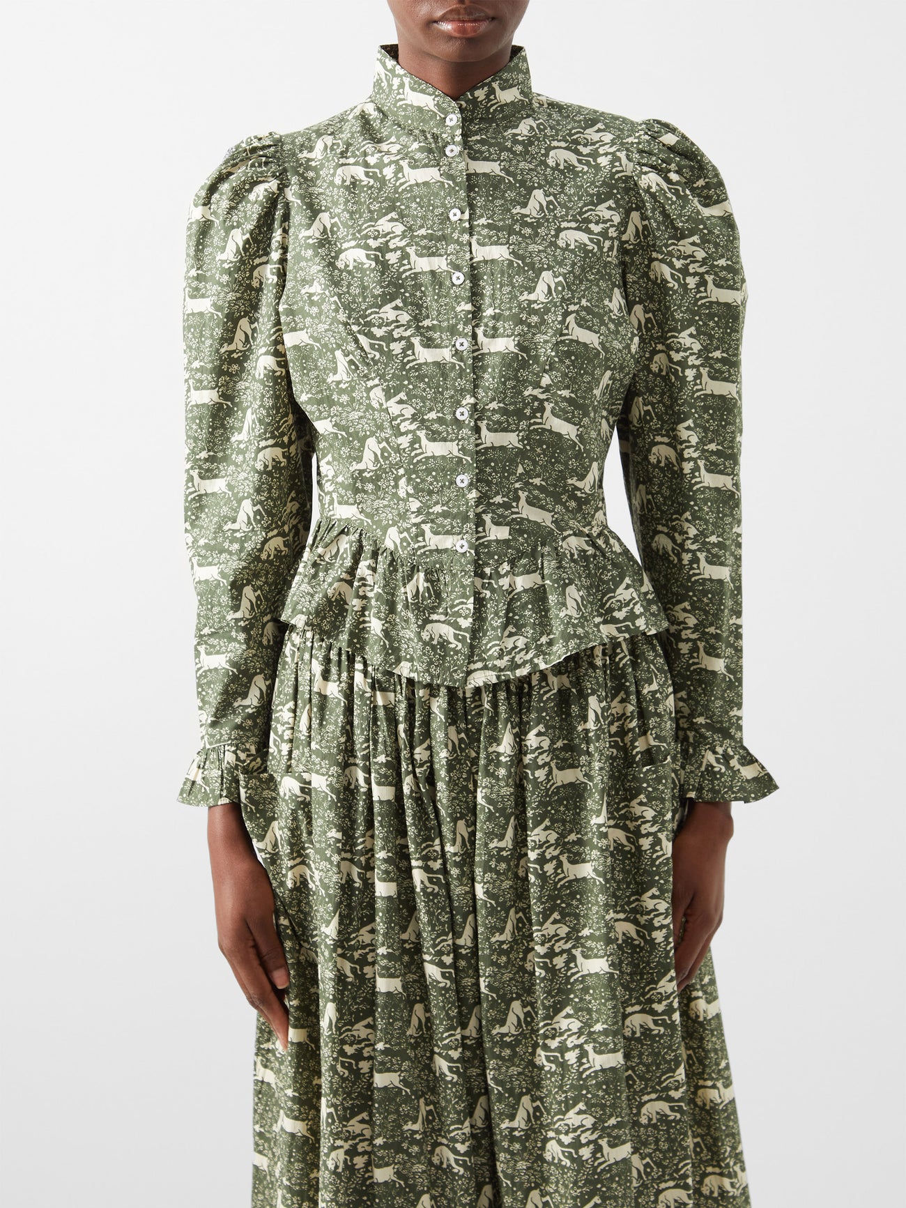 BATSHEVA Batsheva x Laura Ashley - Grace Printed Cotton Blouse in Green ...