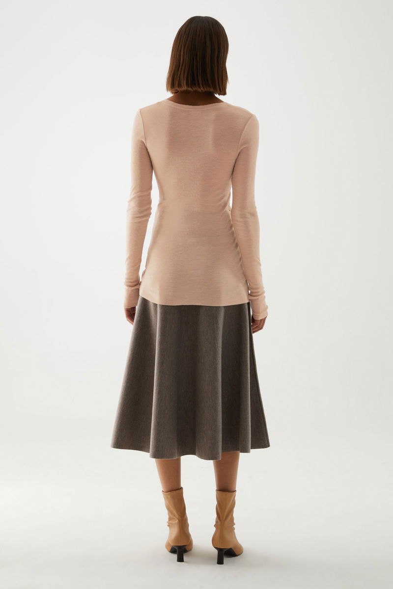 COS Long-Sleeved Merino Wool Top in Beige | endource