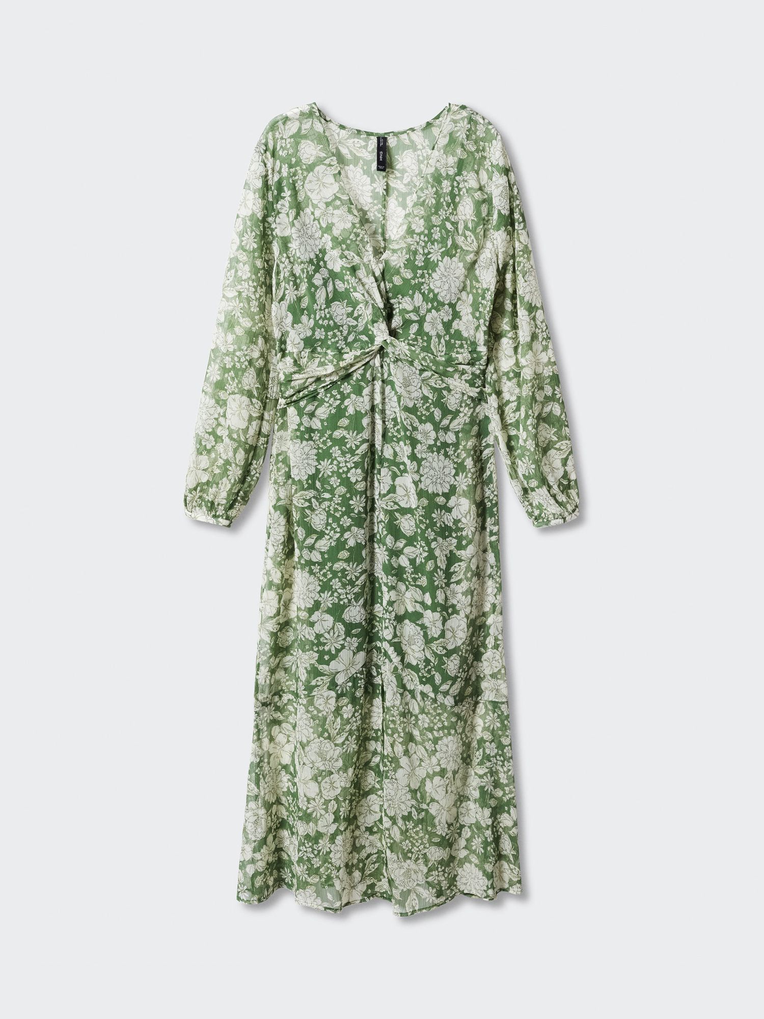 MANGO Lila Floral Midi Dress in Green | endource