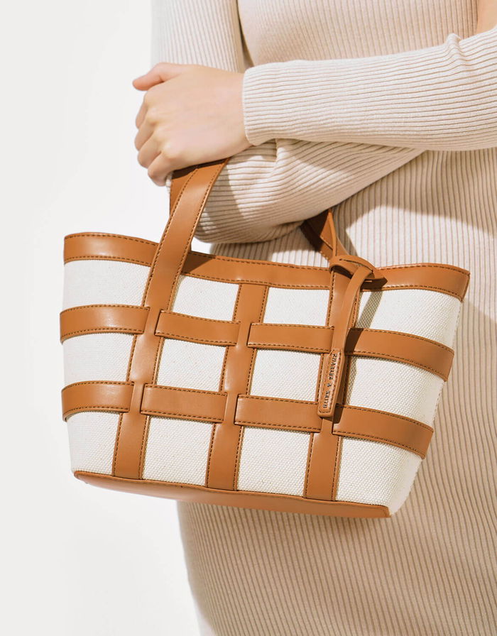 CHARLES & KEITH Caged Canvas Tote Bag | Endource