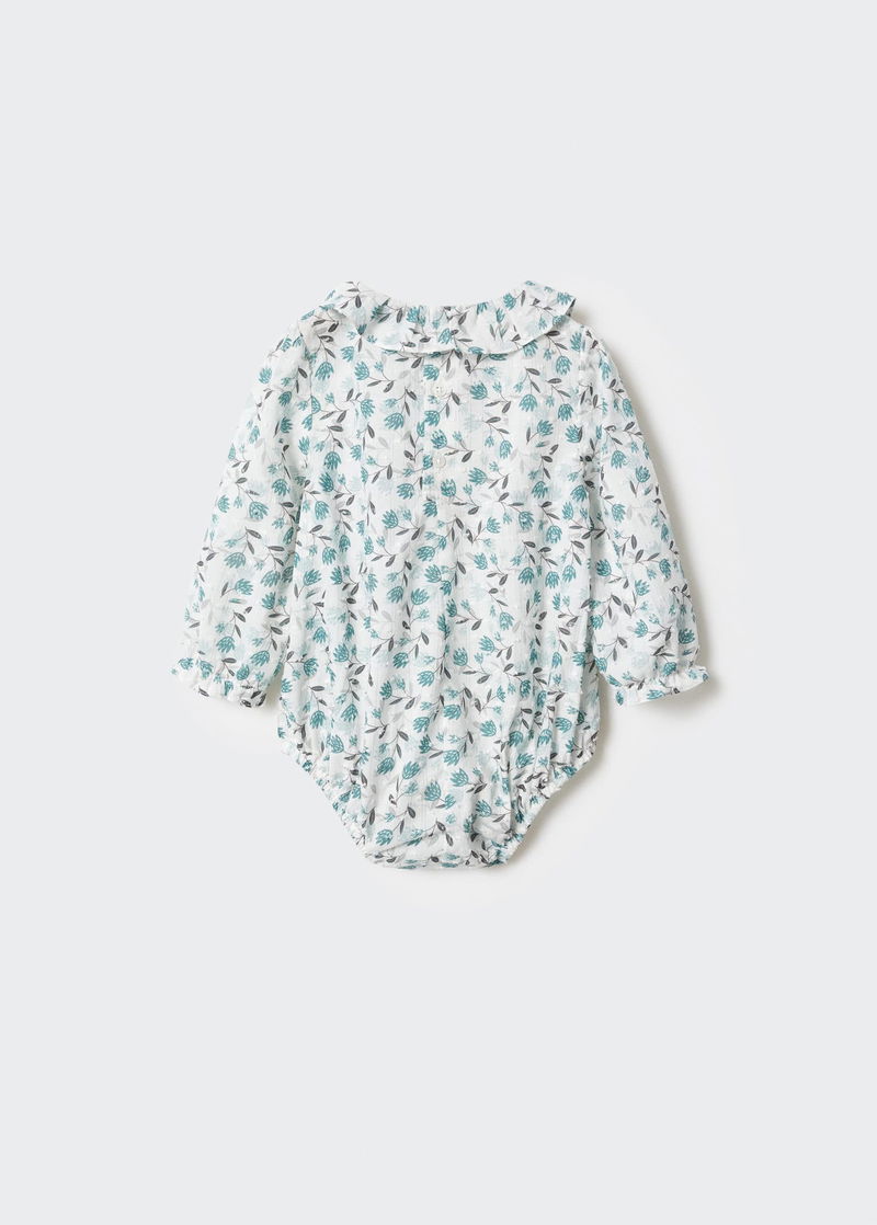 MANGO Print Cotton One-Piece Suit in White | Endource