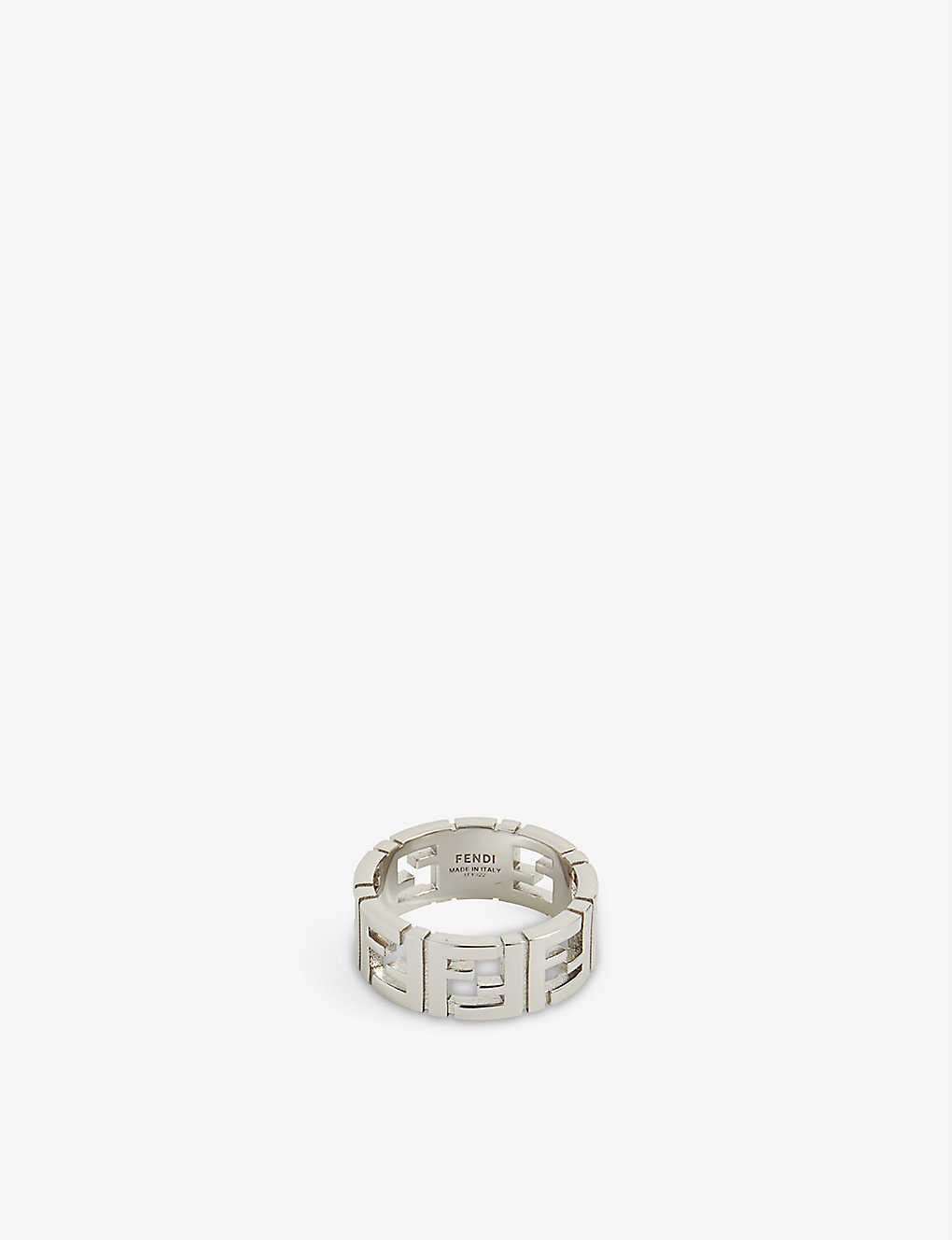 FENDI FF-Logo Palladium-Plated Brass Ring in PALLADIUM | endource