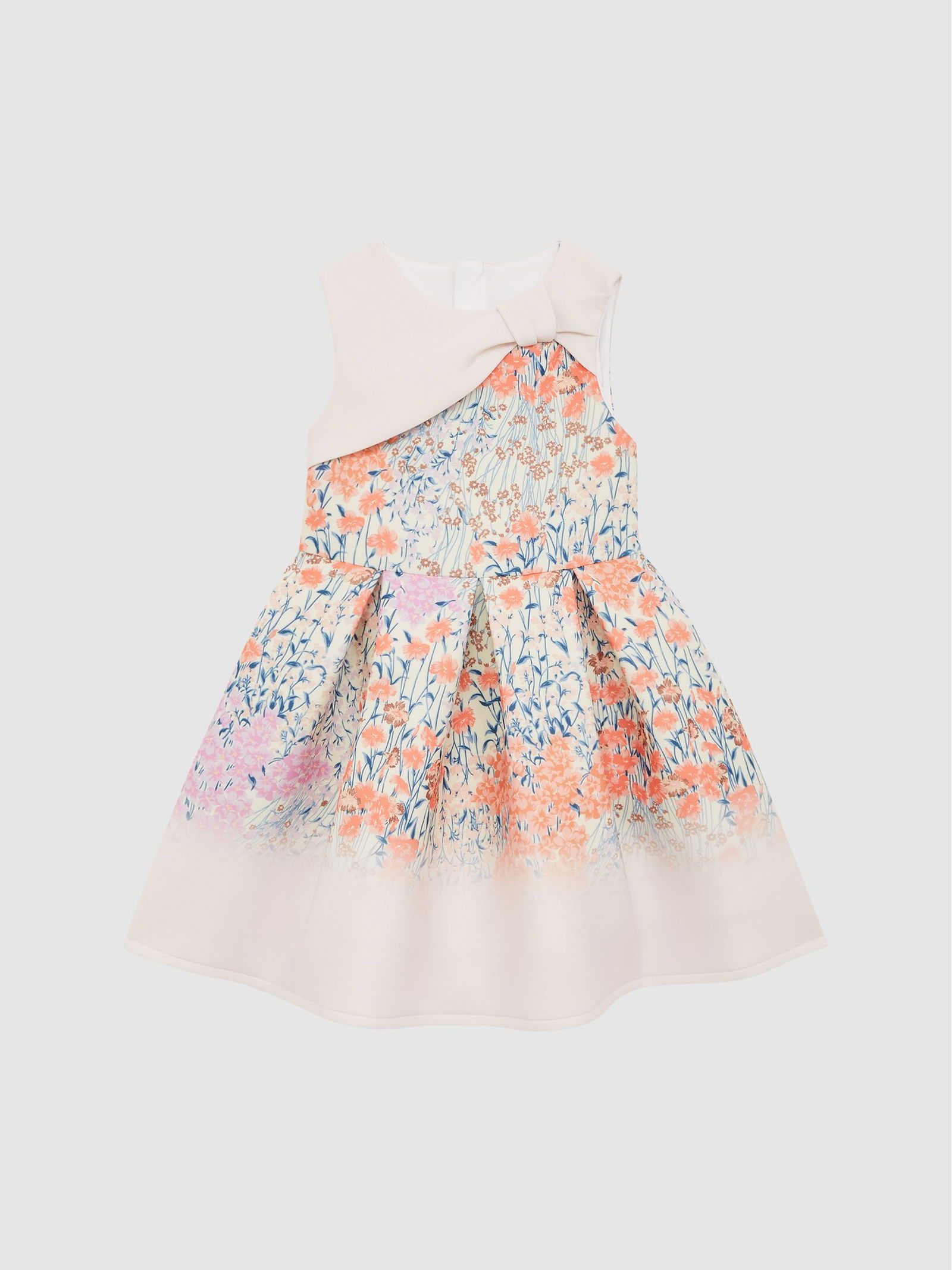 REISS Emily Scuba Floral Printed Dress in Pale Pink | endource