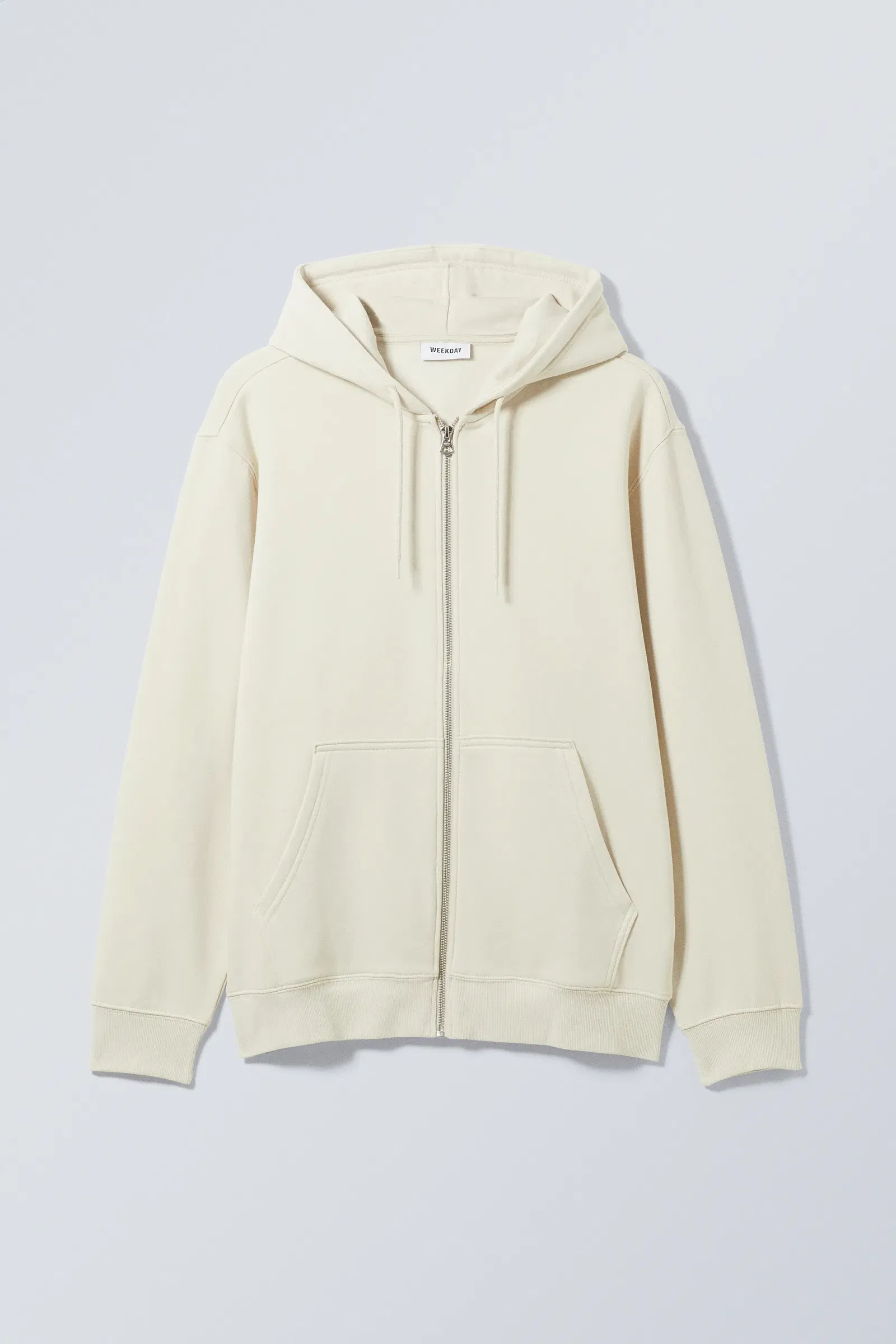 WEEKDAY Standard Zip Hoodie in Ecru | Endource