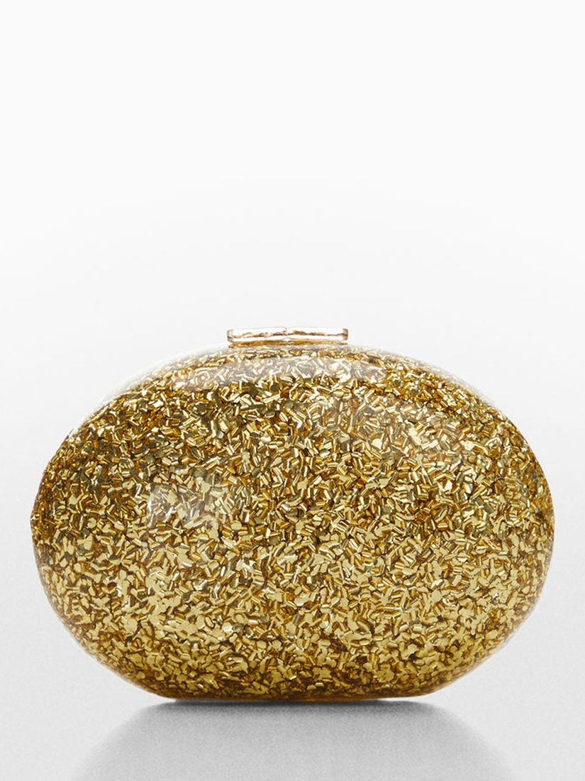MANGO Amelie Box Clutch With Chain in Gold | Endource