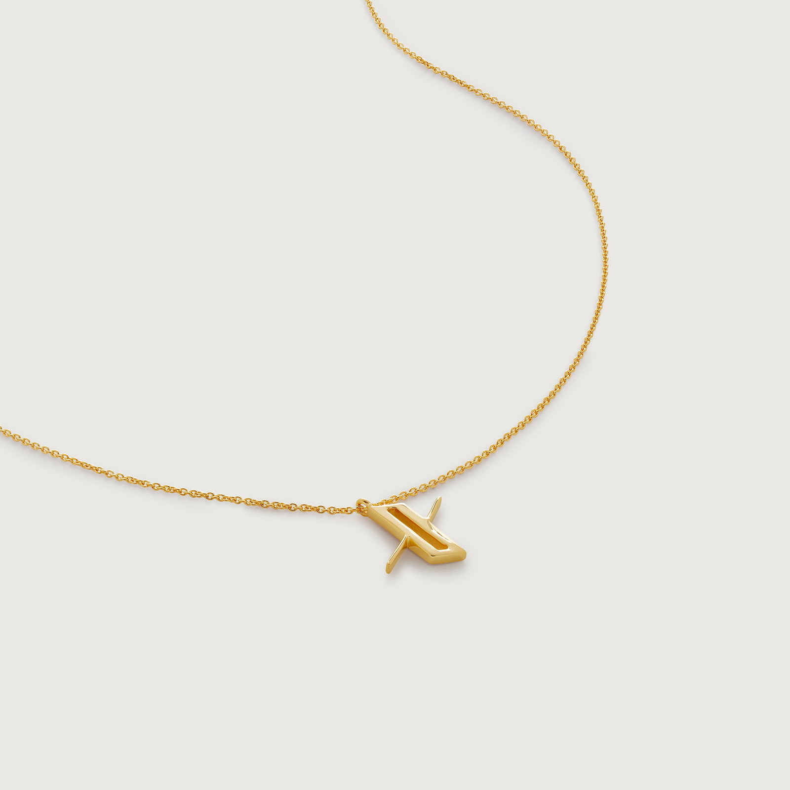 MONICA VINADER Initial X Necklace Adjustable 41-46cm/16-18' in 18k Gold ...