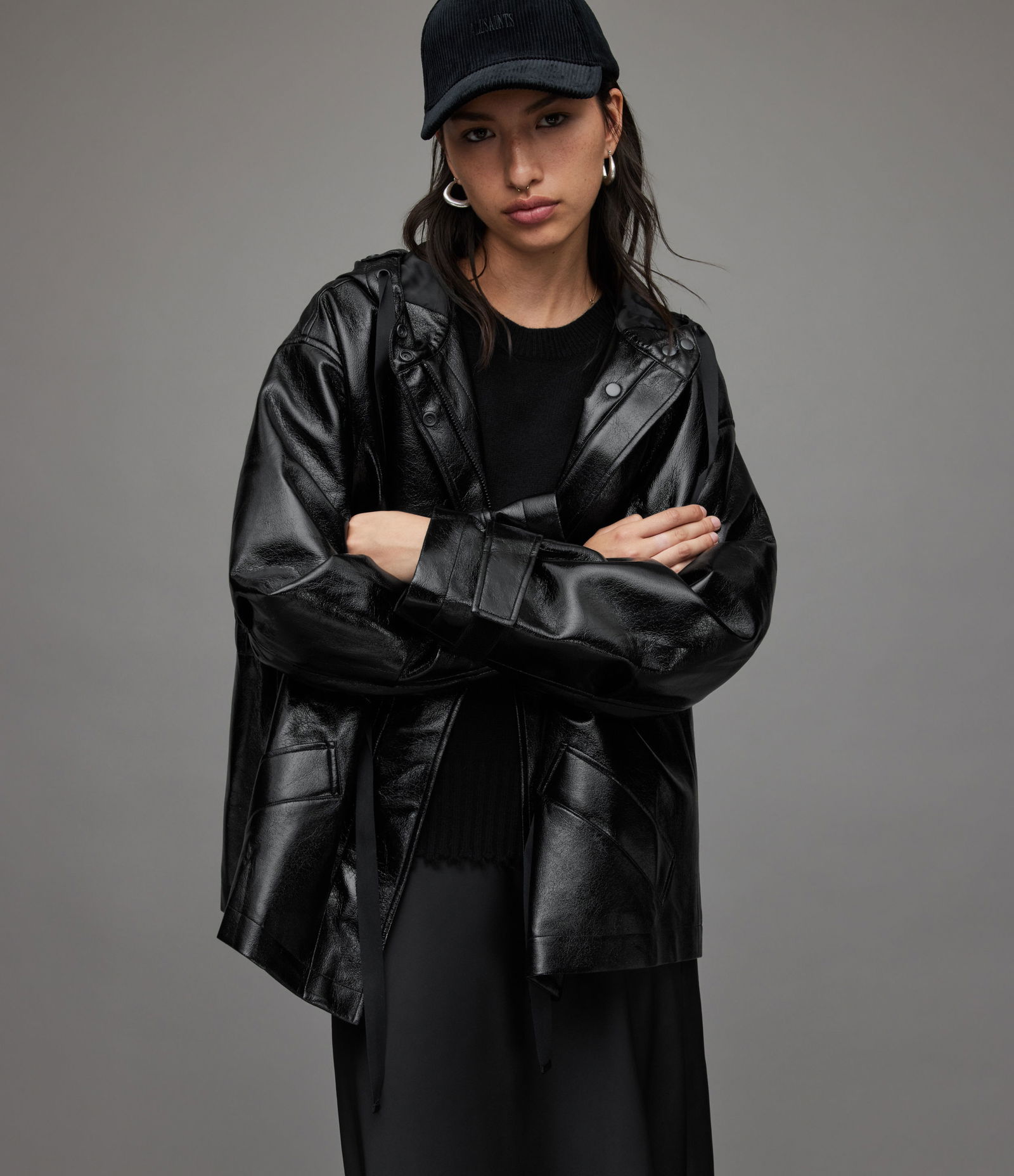 ALLSAINTS Kelsie Shine Jacket in Black | endource
