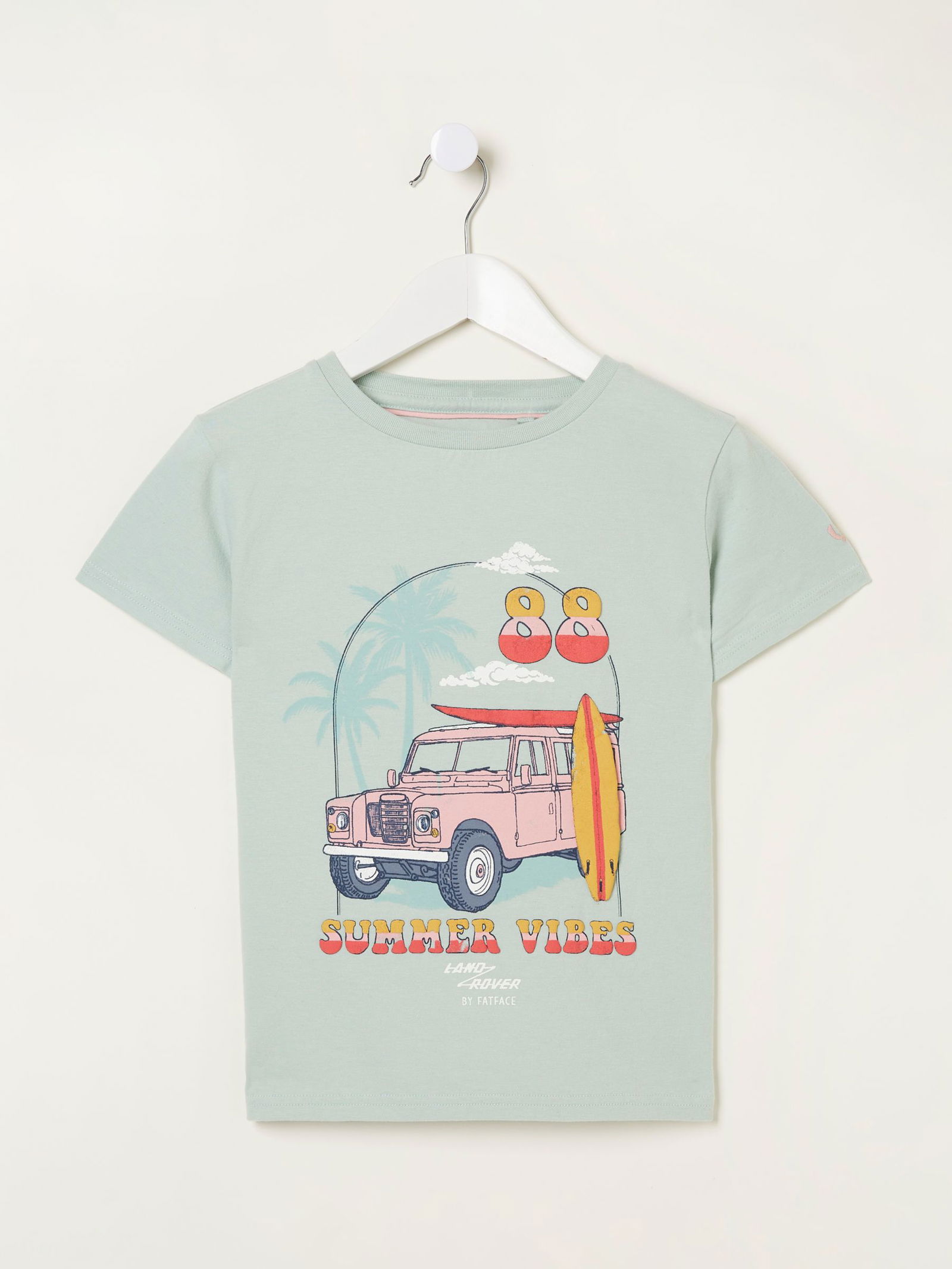 FATFACE Land Rover Graphic Cotton T-Shirt in Sage Green | endource
