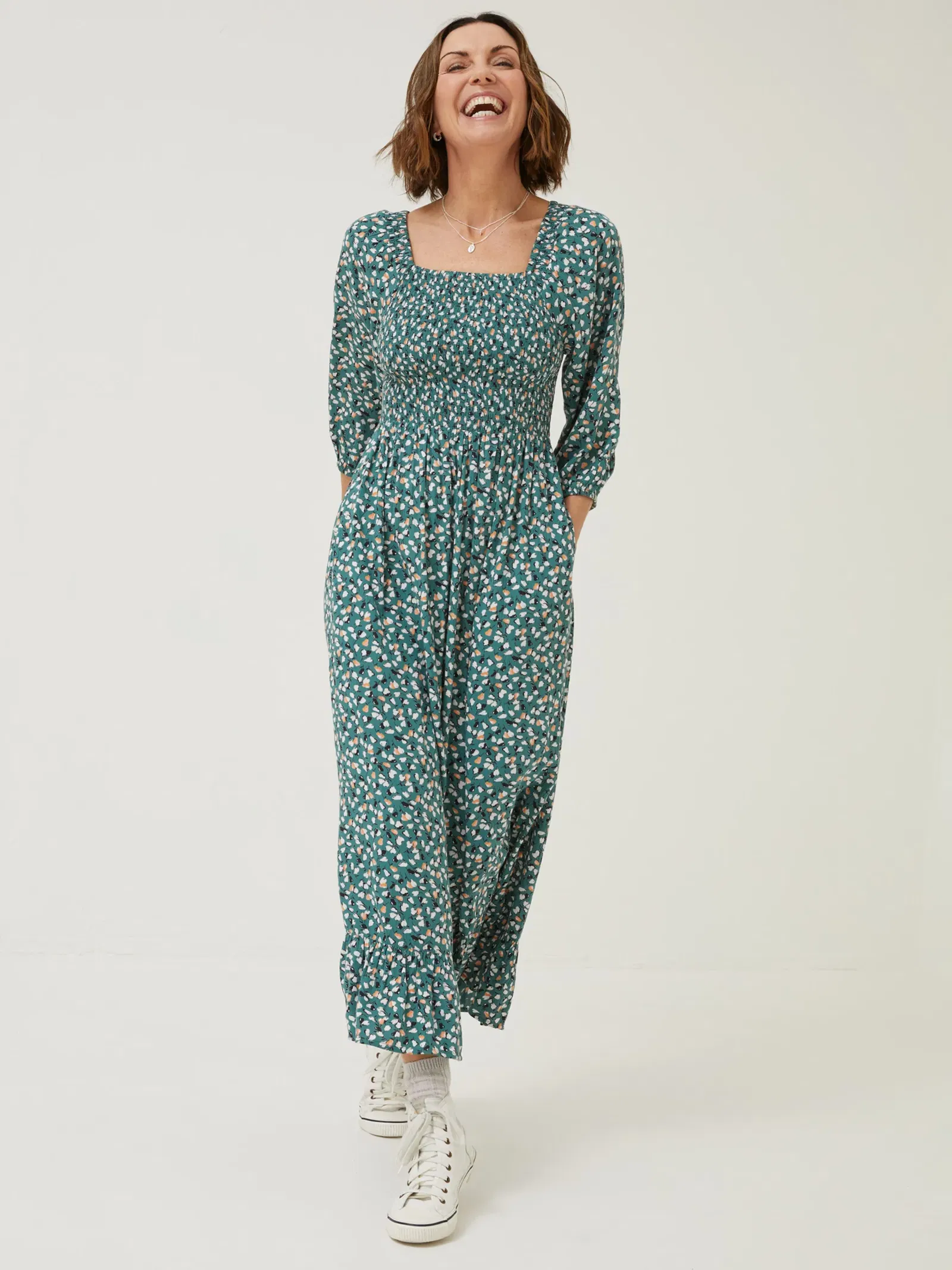 FATFACE Adele Ditsy Pear Midi Dress | endource