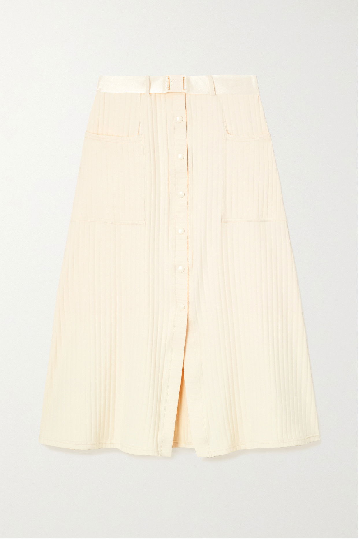 ERES Paradise Belted Ribbed-Knit Midi Skirt in White | endource