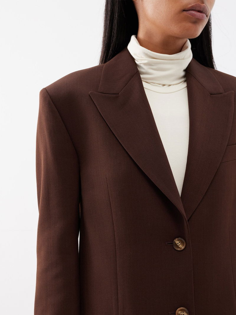ACNE STUDIOS Jarida Single-Breasted Tailored Jacket in Brown | Endource