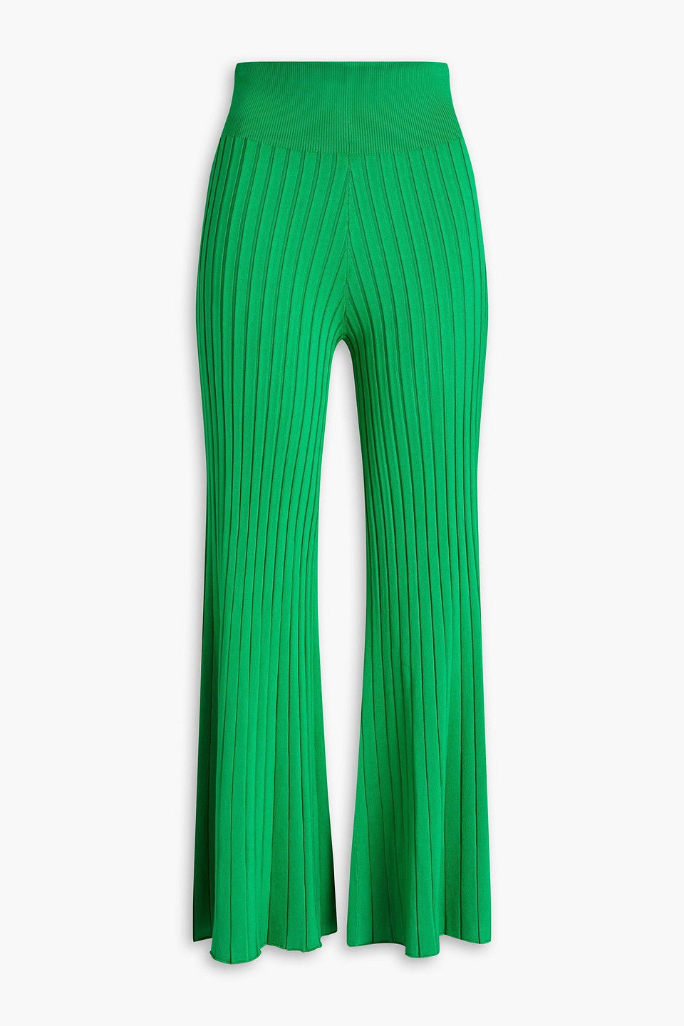 A.L.C. Astrid Ribbed-Knit Flared Pants in Green | endource