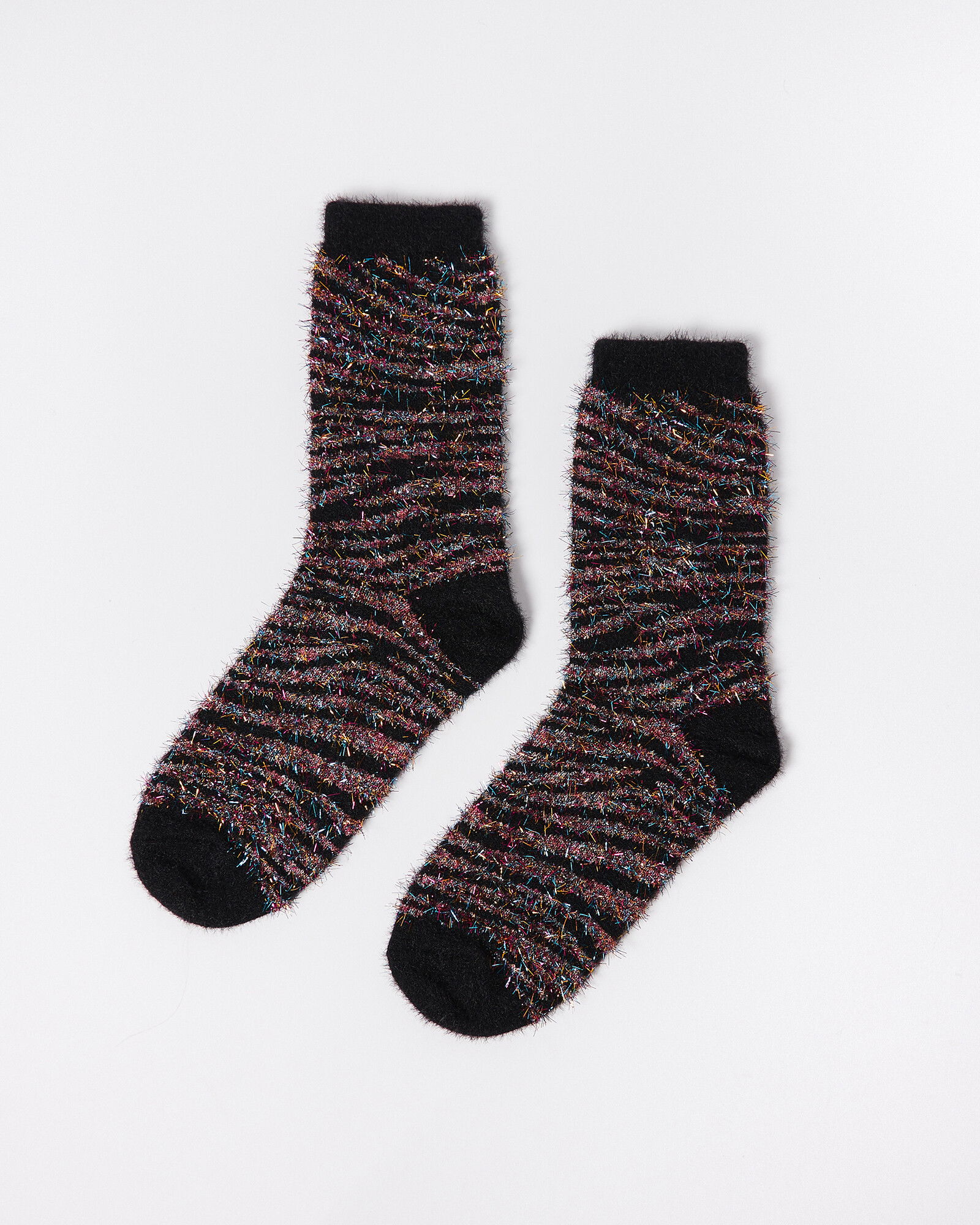 OLIVER BONAS Glitter Zebra Fluffy Cosy Socks in Multi | endource