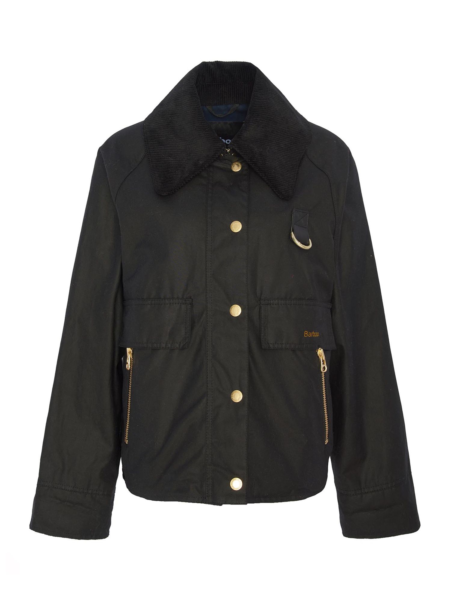 BARBOUR Cotton Short Waxed Jacket in Black/Sage Tartan | endource