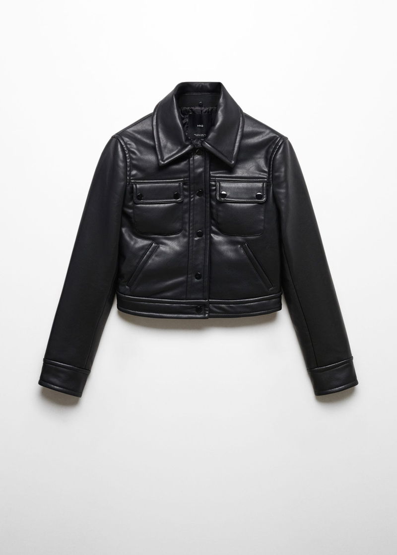 MANGO Padded Jacket With Fur-Effect Collar in Black | endource