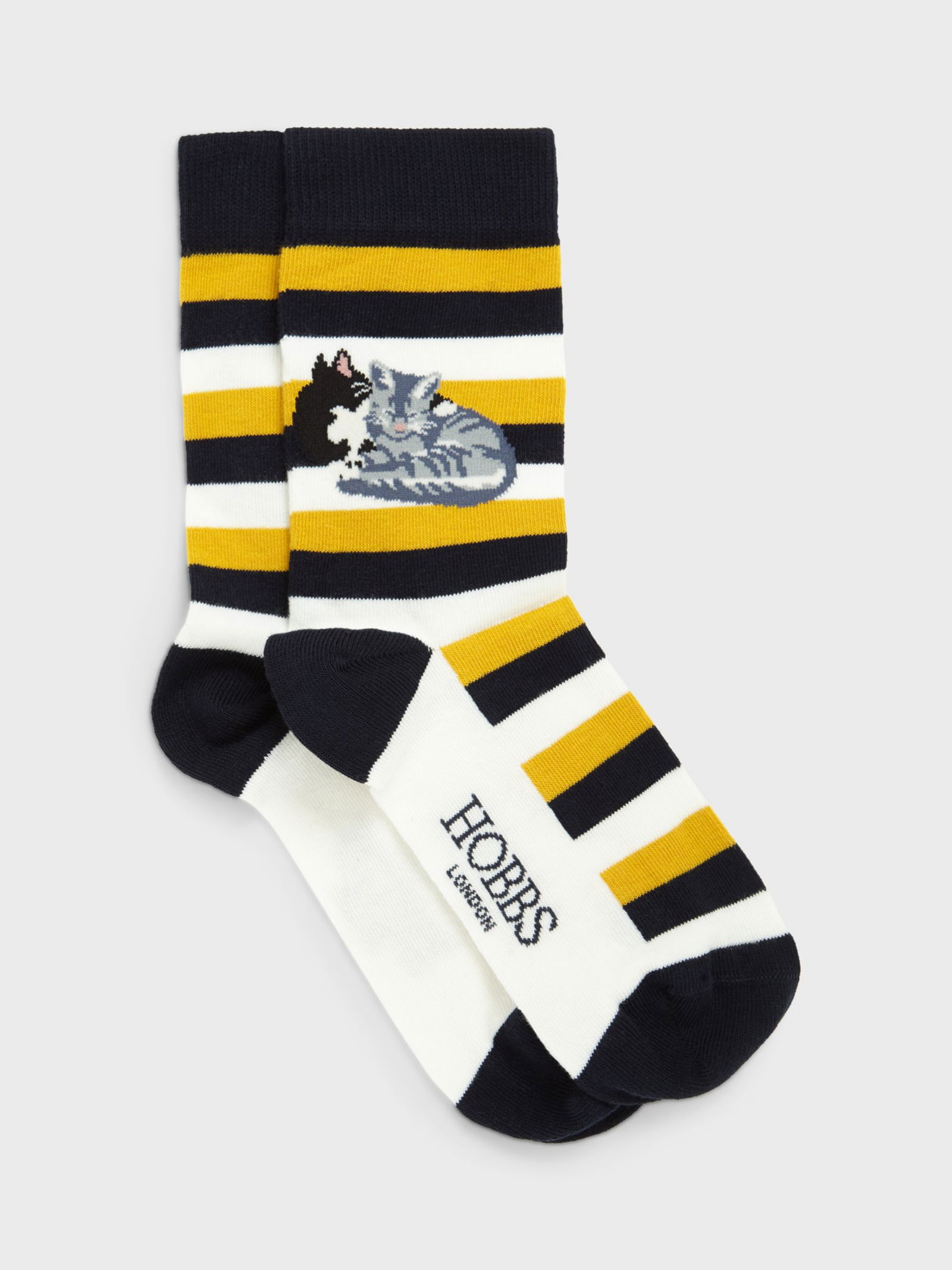HOBBS Playful Cat Socks in Navy Multi | endource