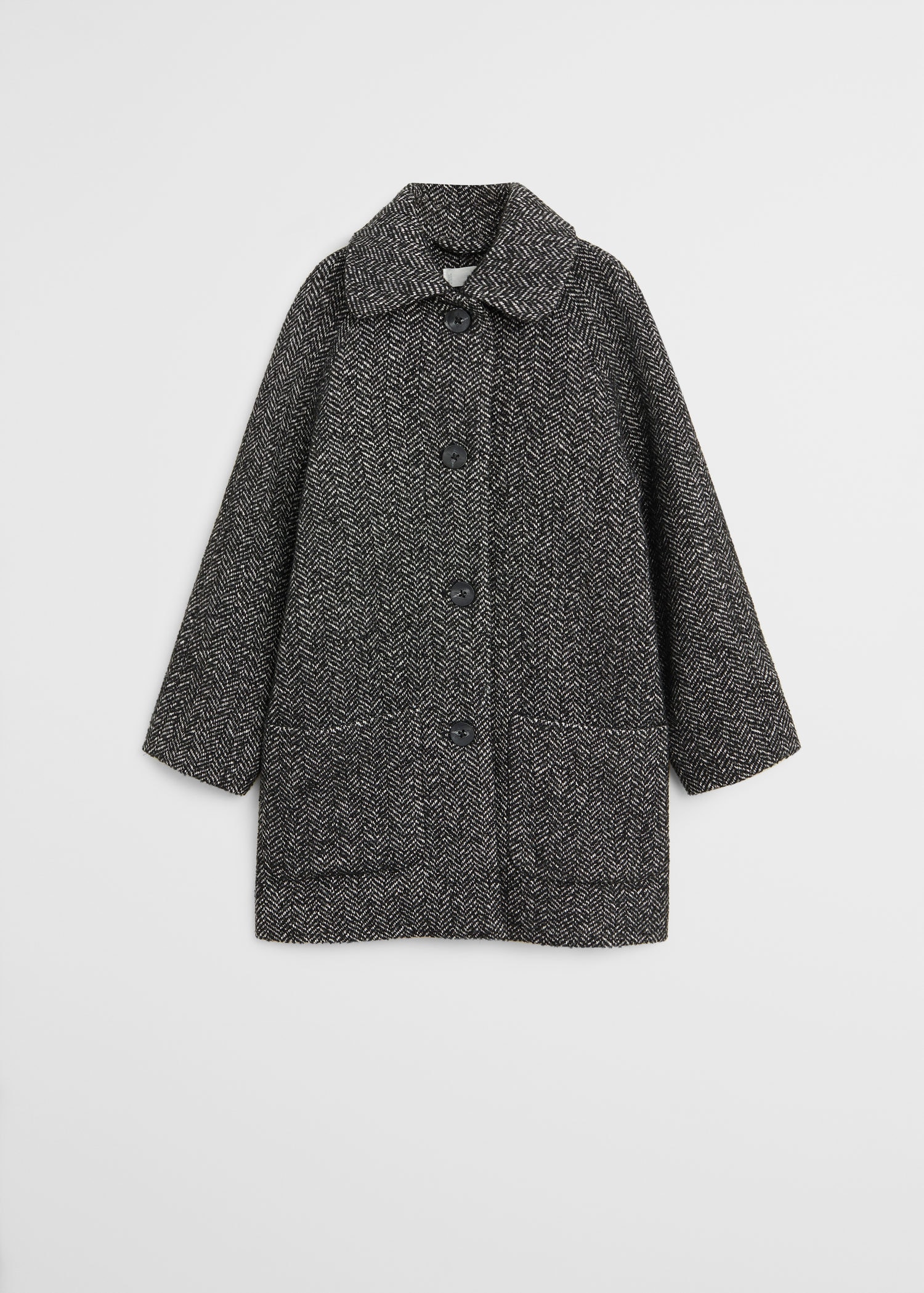 MANGO Herringbone Flecked Coat in Black | endource