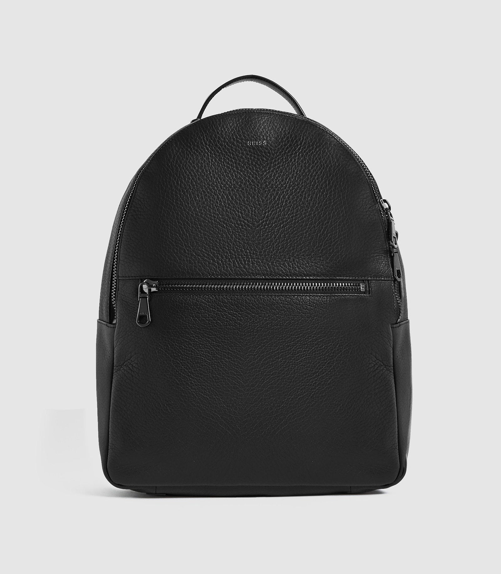 REISS Grayson Textured Leather Backpack in Black | endource