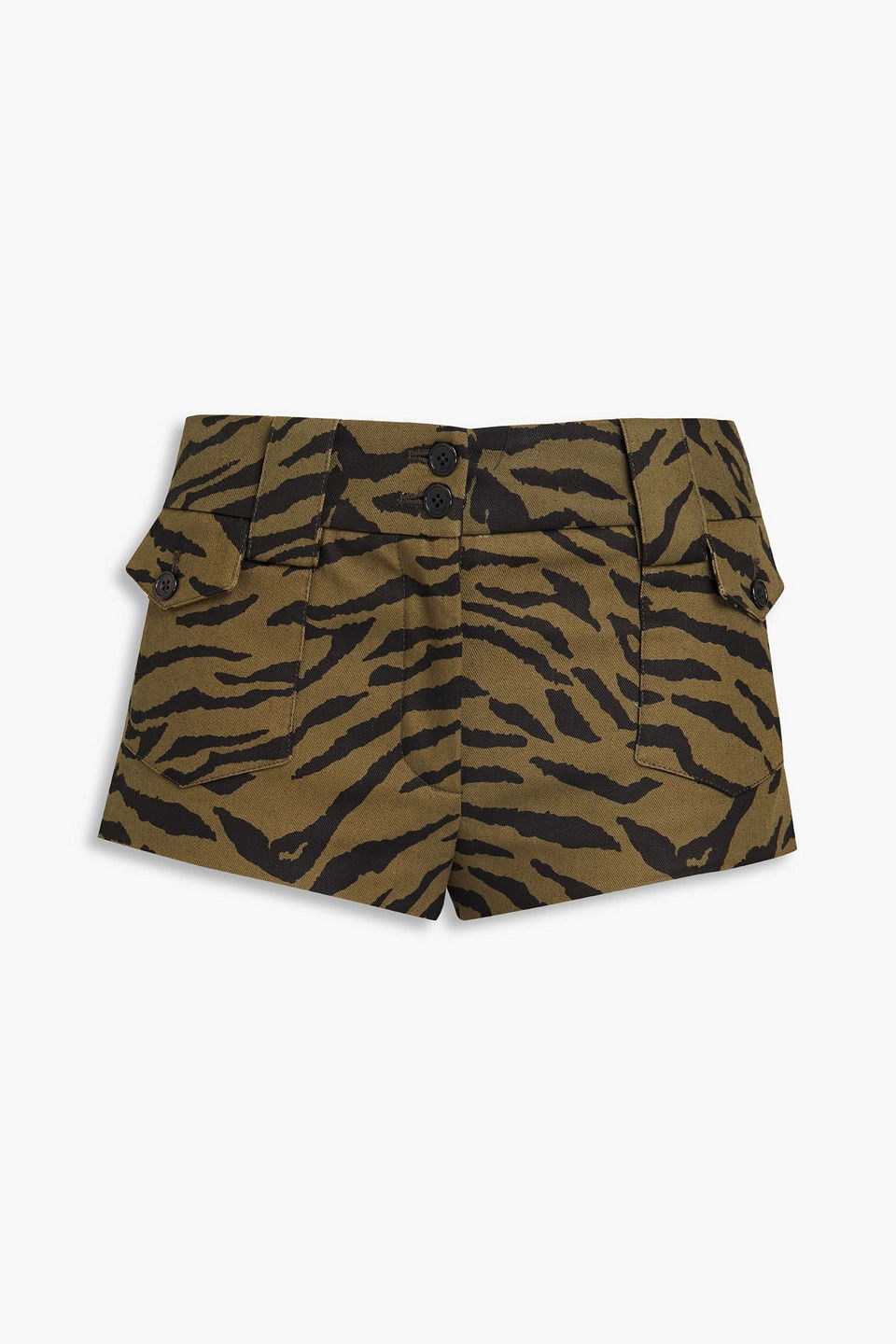 SAINT LAURENT Tiger-Print Cotton And Ramie-Blend Gabardine Shorts in ...