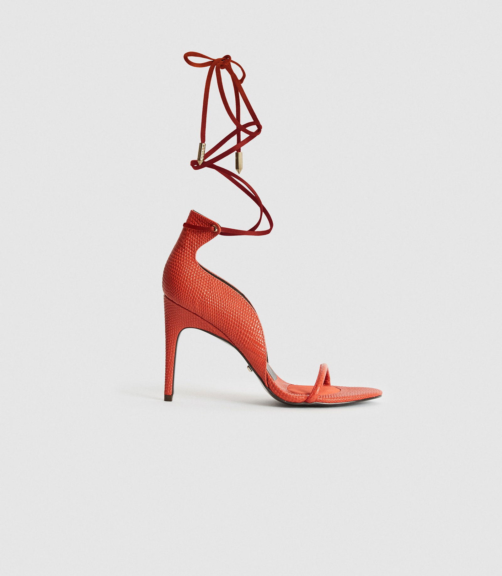 REISS Coco Leather Strappy Wrap Sandals in Orange | endource