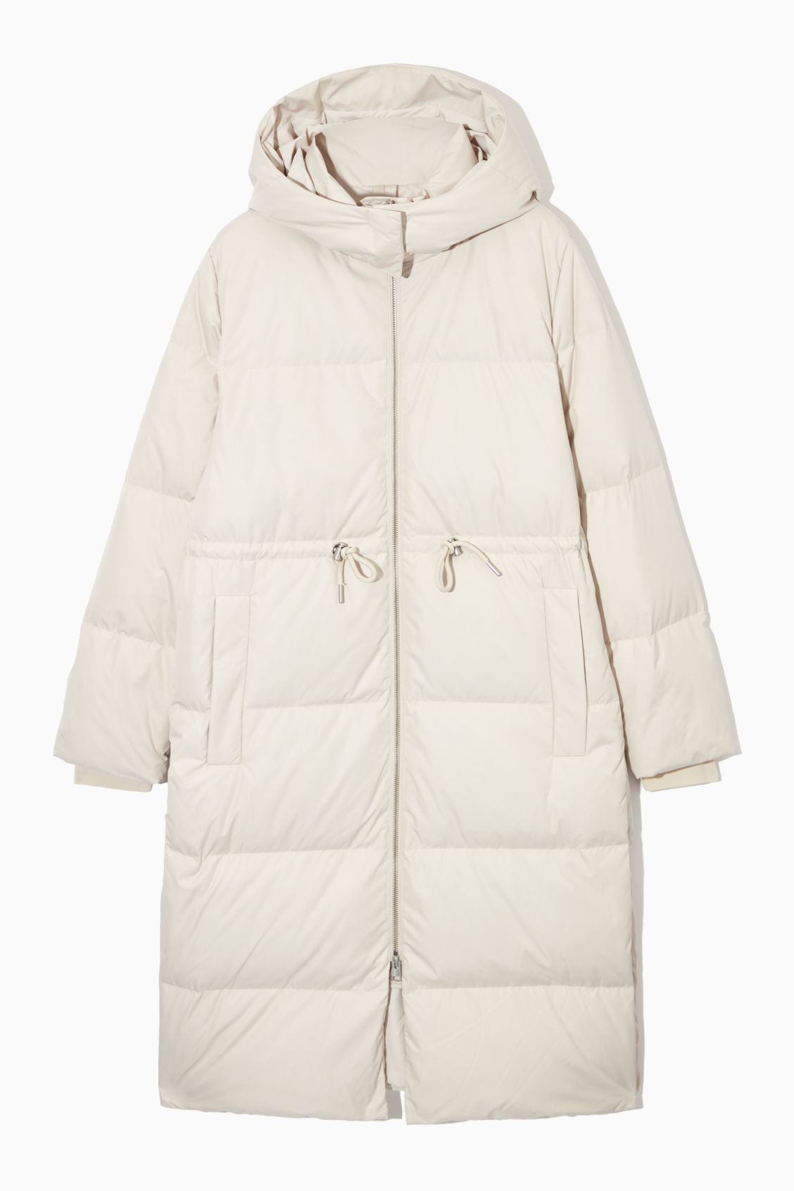 COS Hooded Recycled Down Puffer Coat in BEIGE | endource