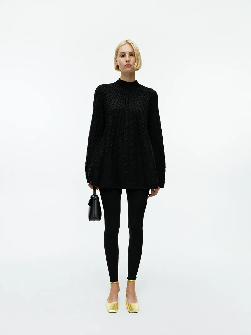 Arket Cable Knit Wool Jumper In Black Endource