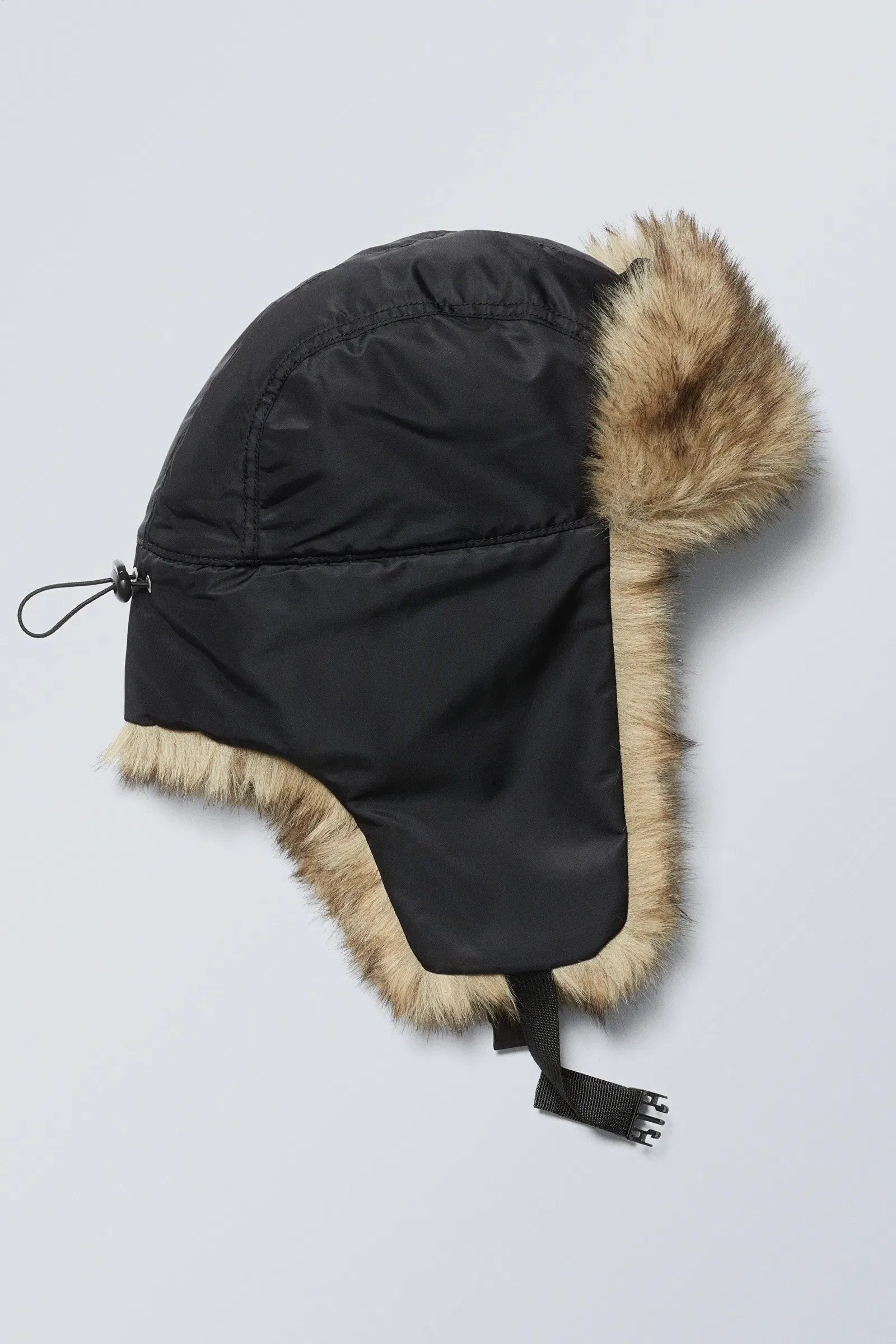 Weekday Faux Fur Trim Trapper Hat In Black Endource