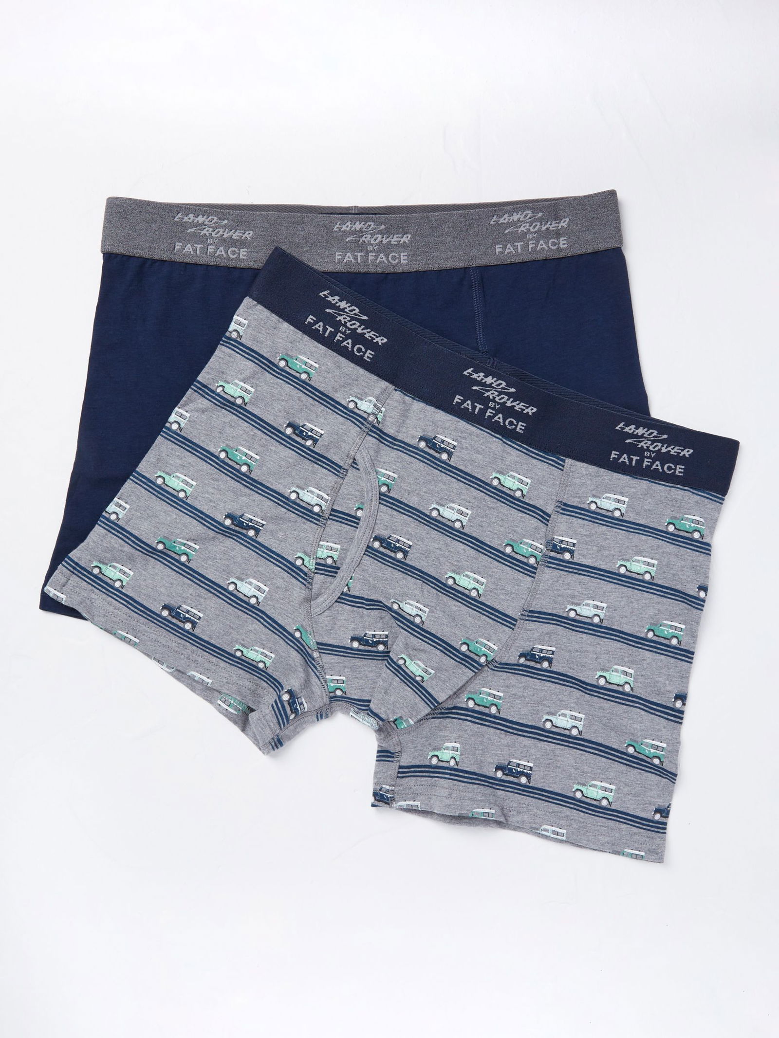 FATFACE Land Rover Stripe Boxers, Pack of 2 in Grey/Navy | endource