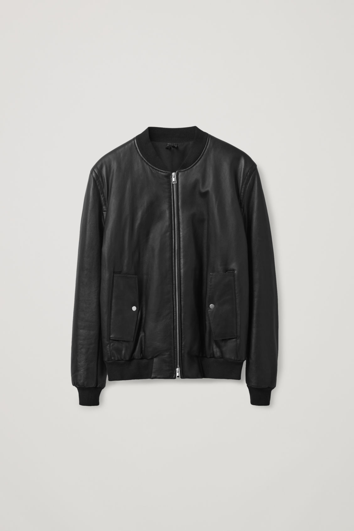 COS Leather Bomber Jacket in BLACK | endource