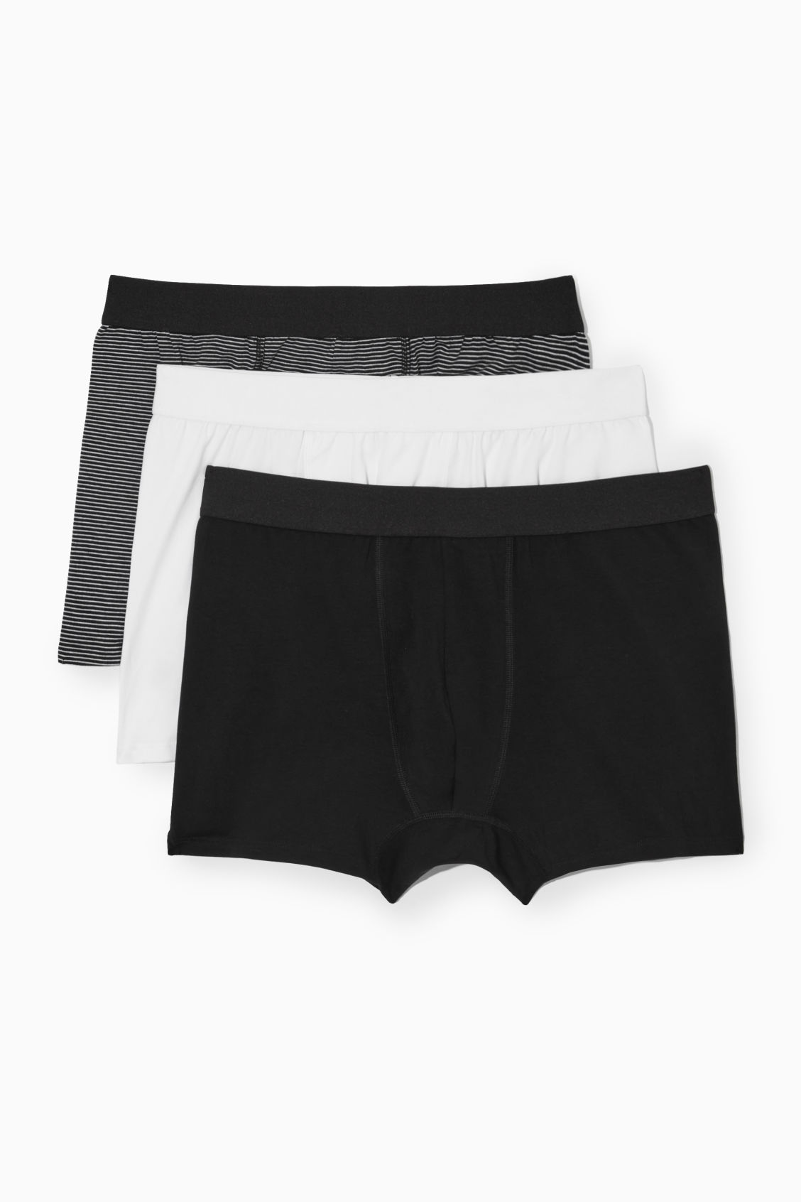 COS 3-Pack Long Boxer Briefs in BLACK / WHITE / STRIPED | endource
