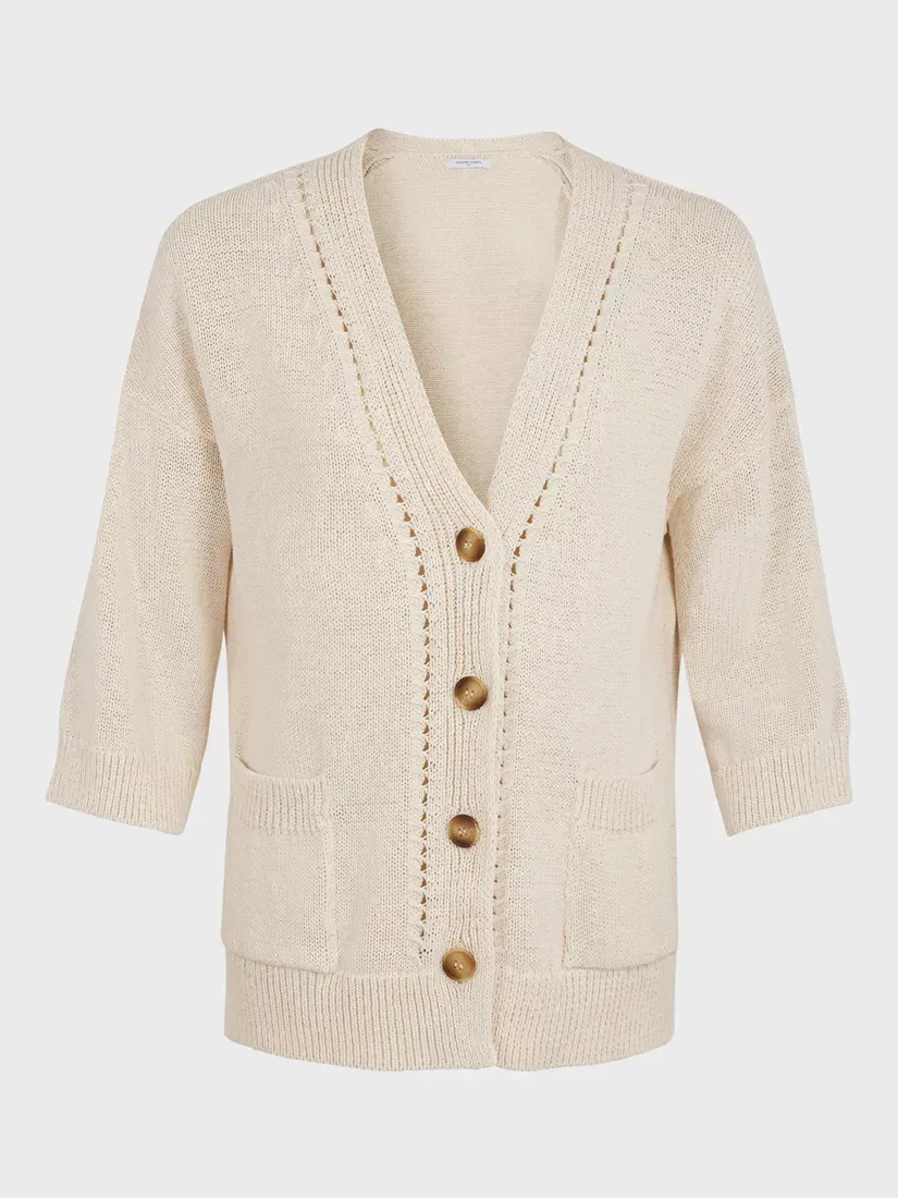 Gerard Darel Lanaelle Organic Cotton Blend Cardigan in Ecru | endource
