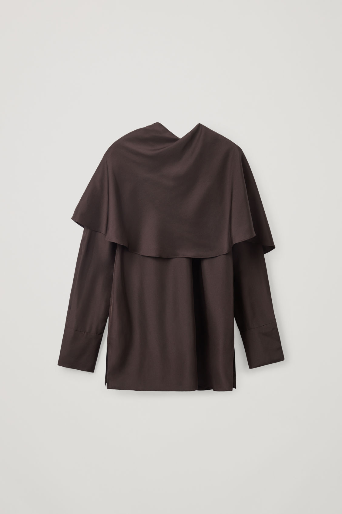 COS Silk Cape Top in dark brown | endource