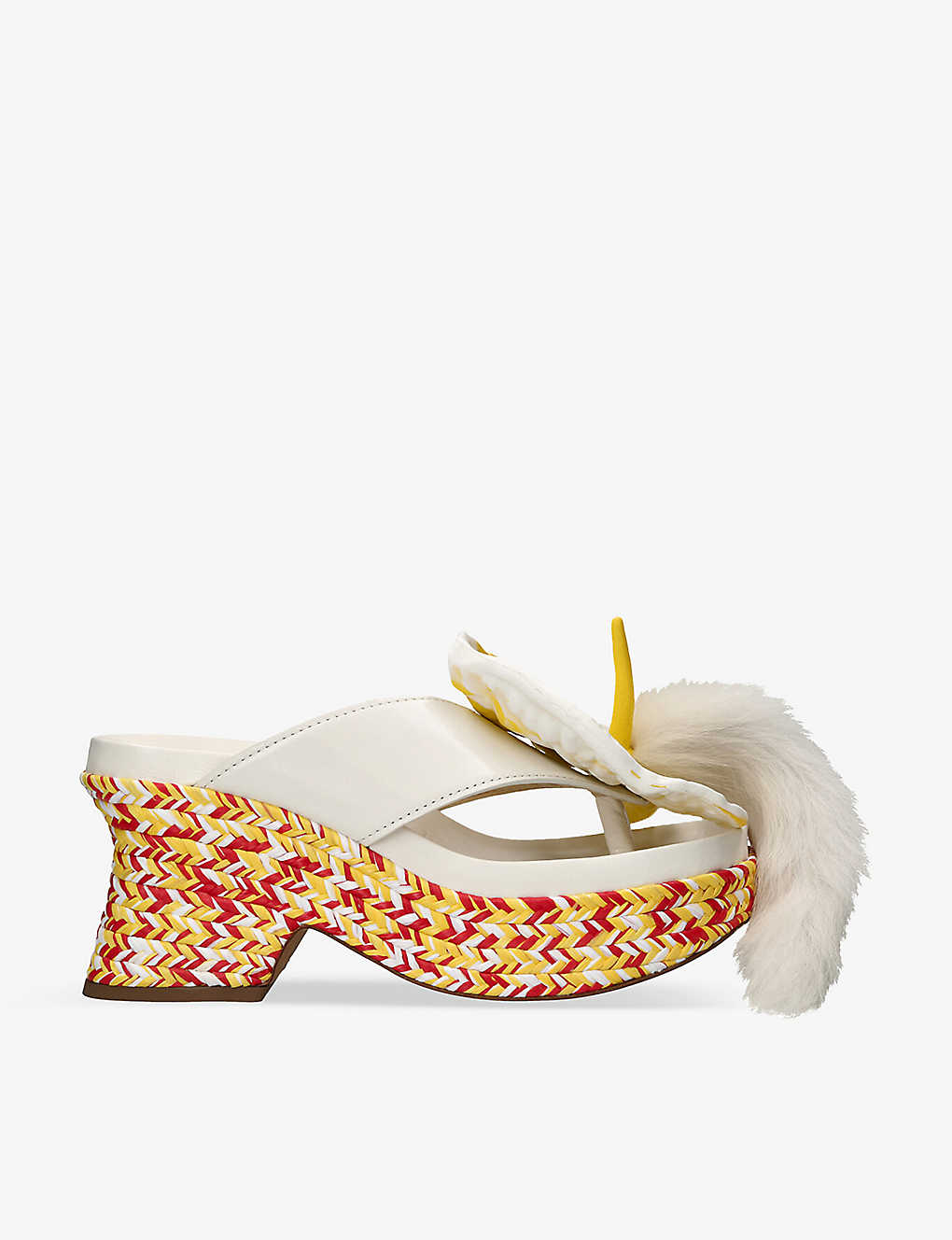 LOEWE Petal Flower-Embellished Platform Sandals in WHITE/COMB | endource
