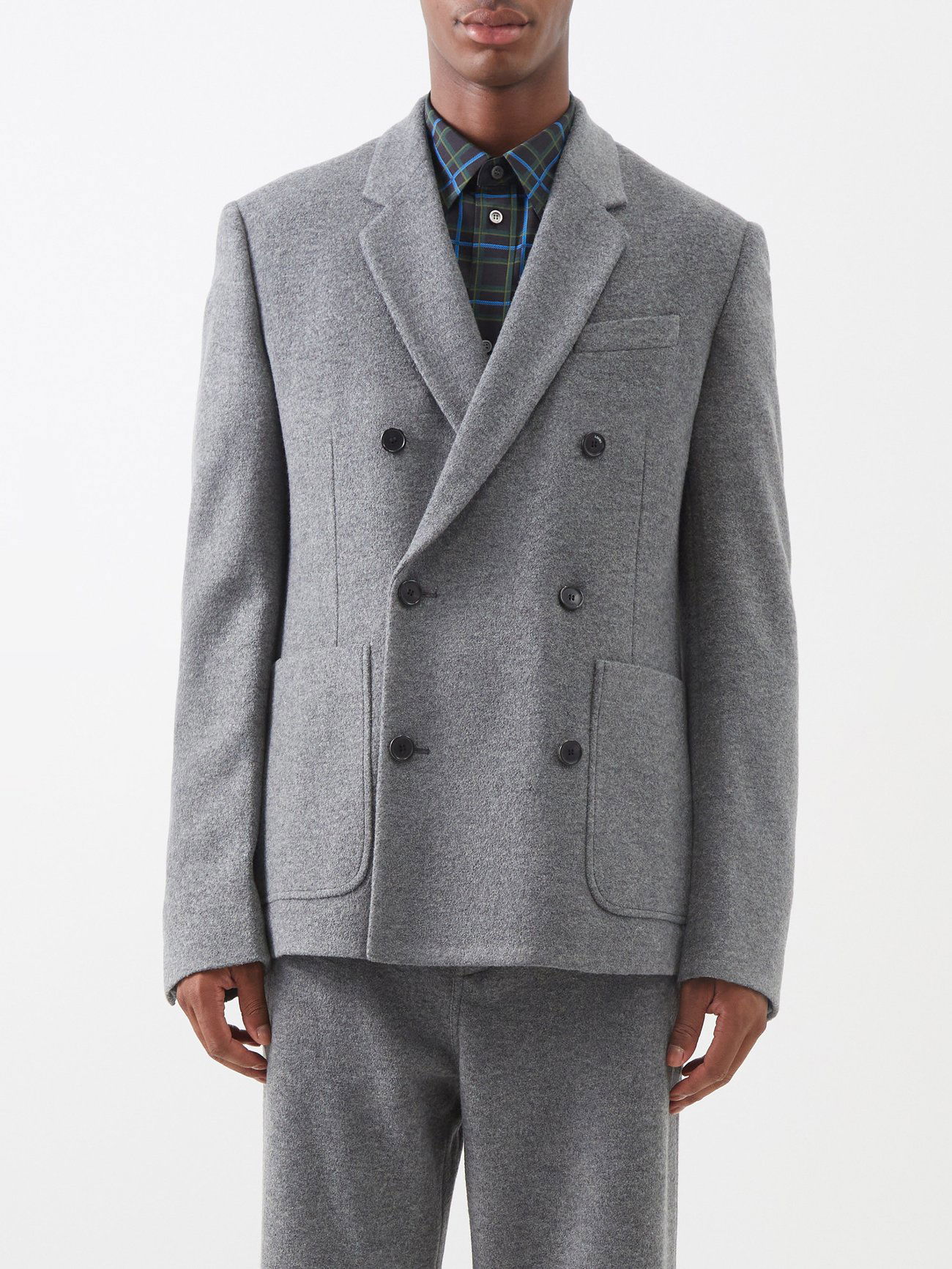 LOEWE Patch-Pocket Suit Jacket in Grey | endource