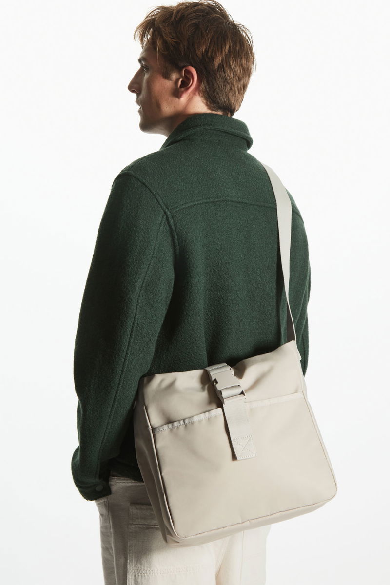 COS Nylon Small Messenger Bag in LIGHT GREY | Endource