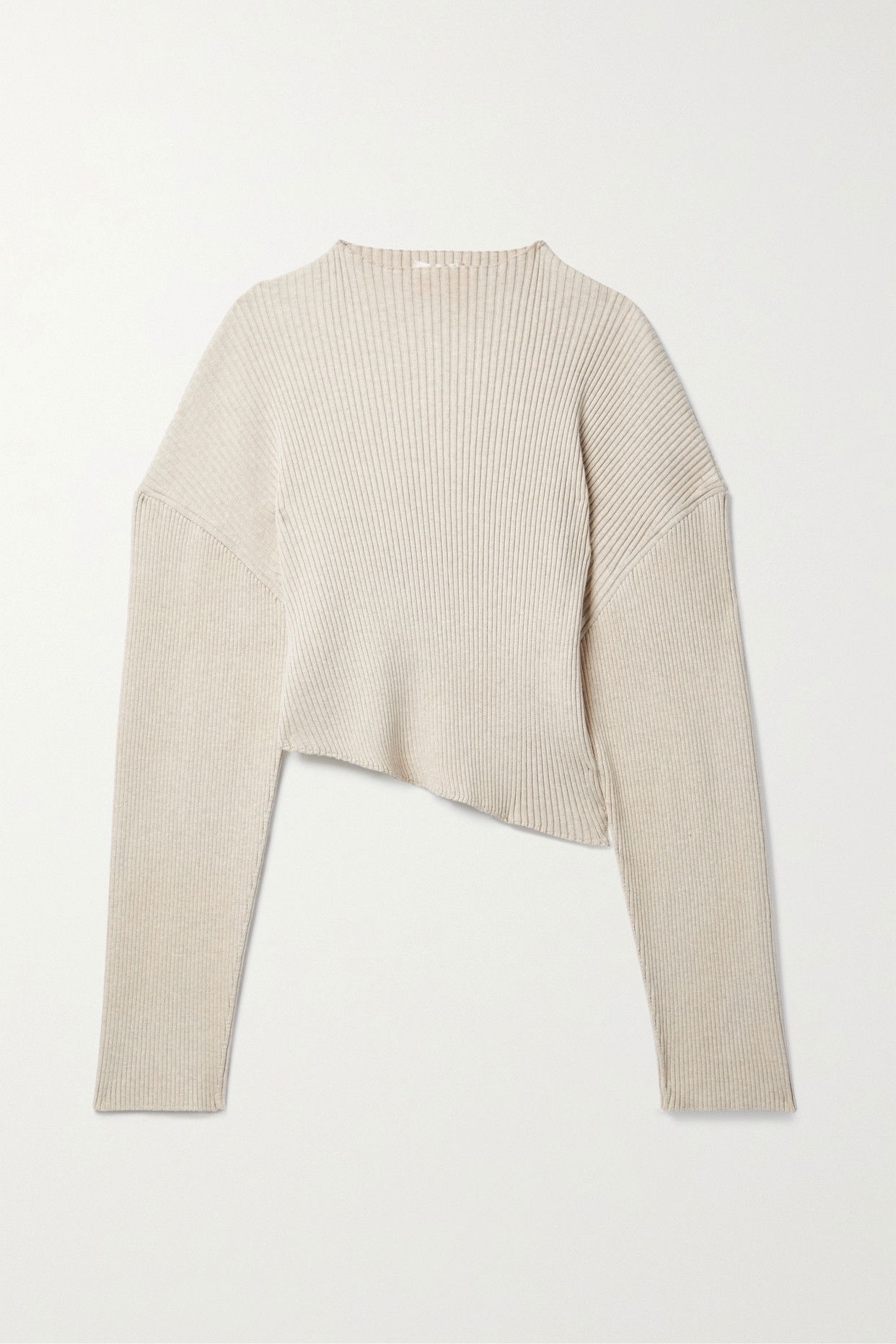 THE ROW Danana Asymmetric Ribbed Cotton Sweater in White | endource