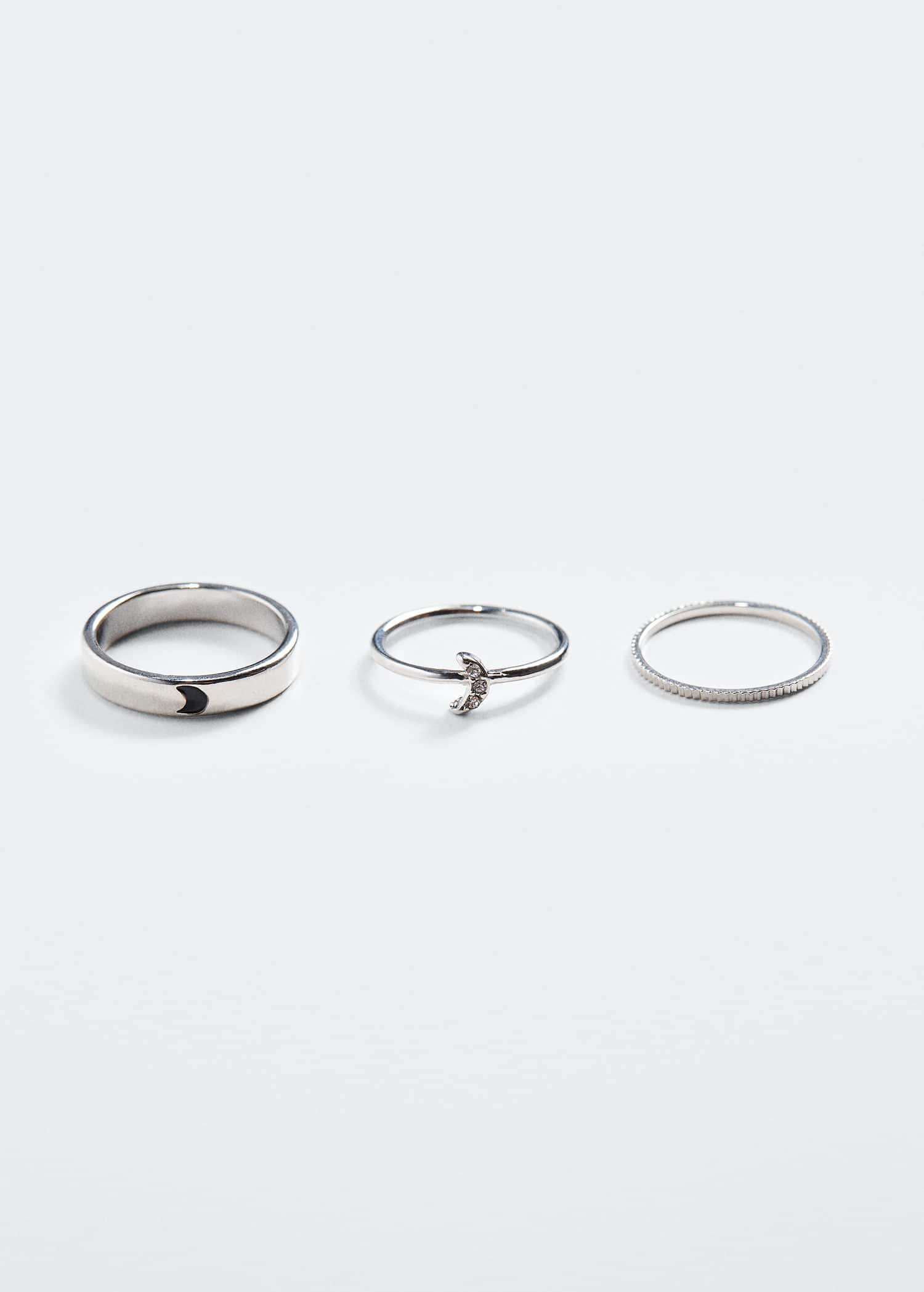 MANGO Pack Of 3 Combined Rings in Silver | endource
